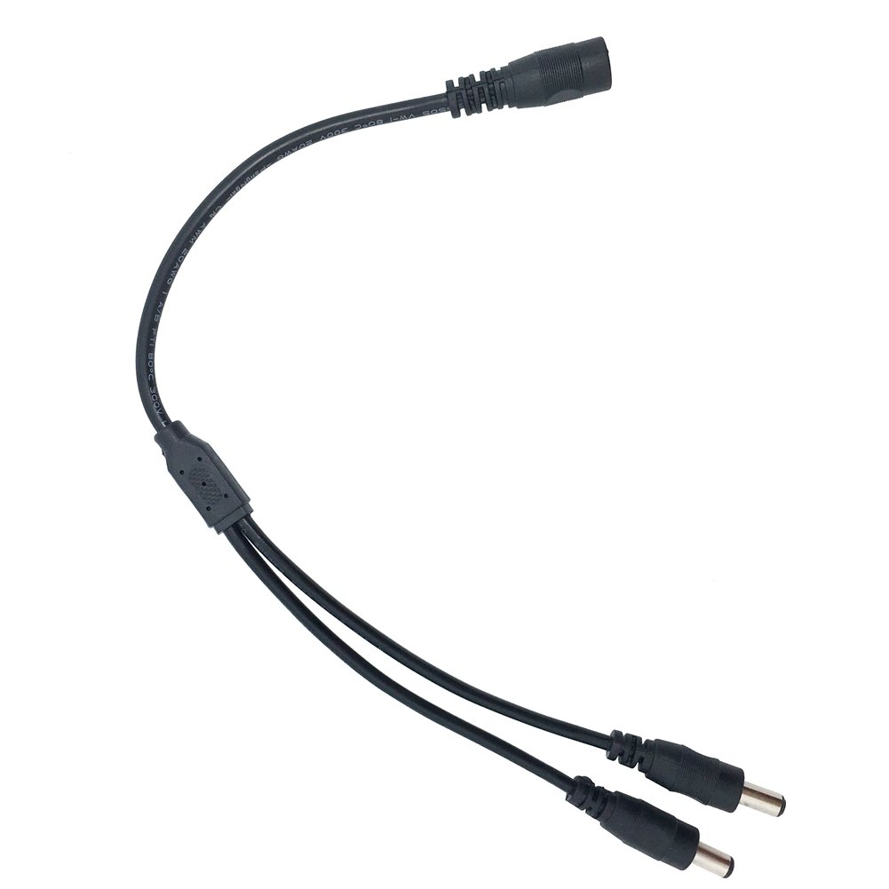 Litever Power Splitter, 2 Way, 1 Female Jack to 2 Male Plugs, 5.5mm x 2.1mm, 1:2, Y Adaptor Copper Cable, for CCTV Camera & LED Strip Lighting Power Supply Connector