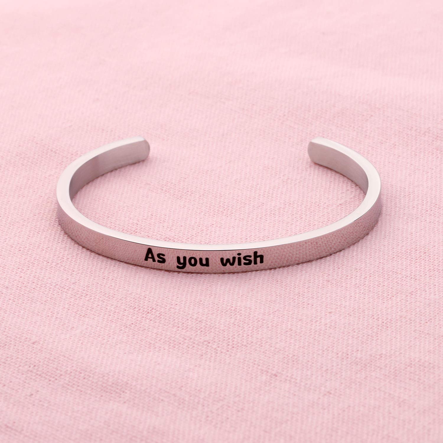 LQRI The Princess Inspired Bracelet As You Wish Cuff Bangle Princess Inspired Quote Gift for Women (B-As you wish)