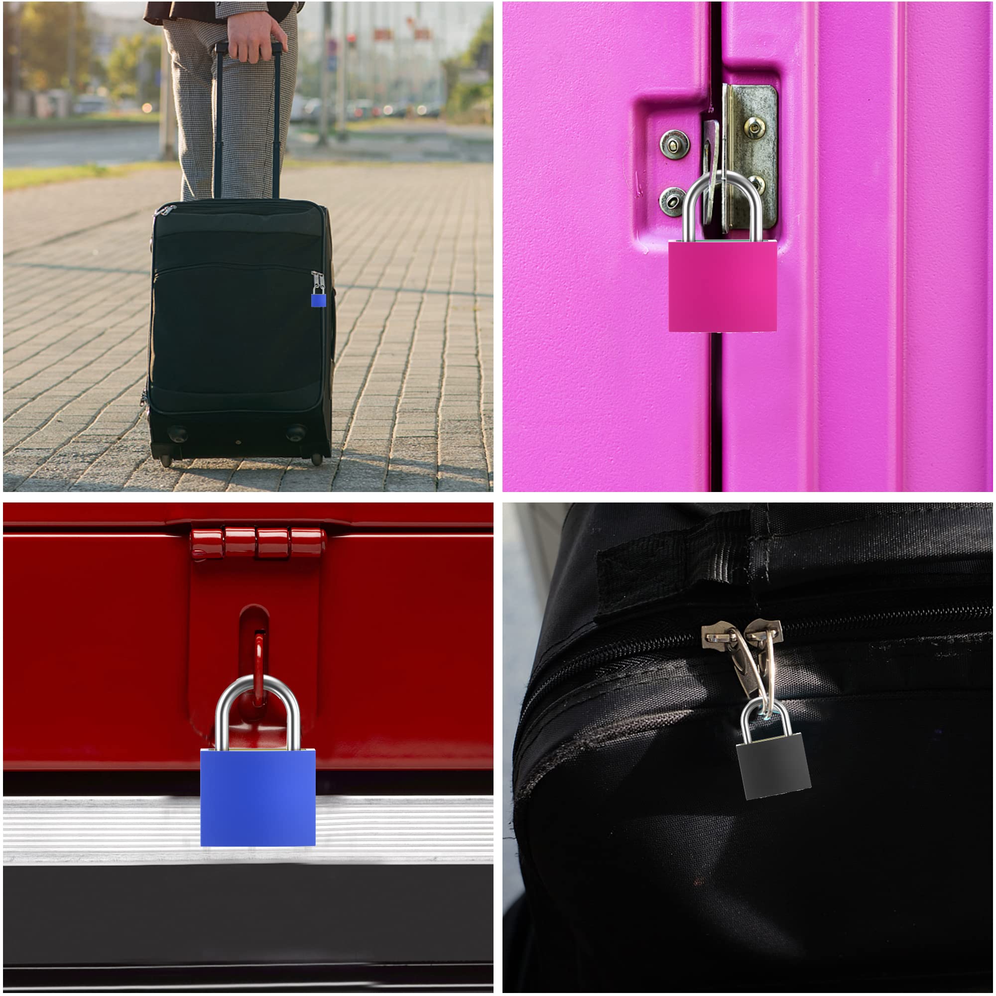 OljezziYa 10 Pcs Suitcase Locks with Keys, Small Padlock with Key, Luggage Padlocks, Mini Keyed Padlock for Travel Bags, School Gym Locker, Toolbox - 23mm (Colorful)