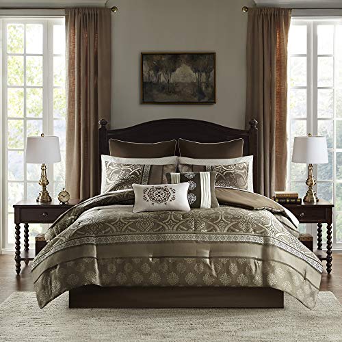 Madison Park Essentials Zara 16 Piece Jacquard Complete Bedding Set with 2 Sheet Sets