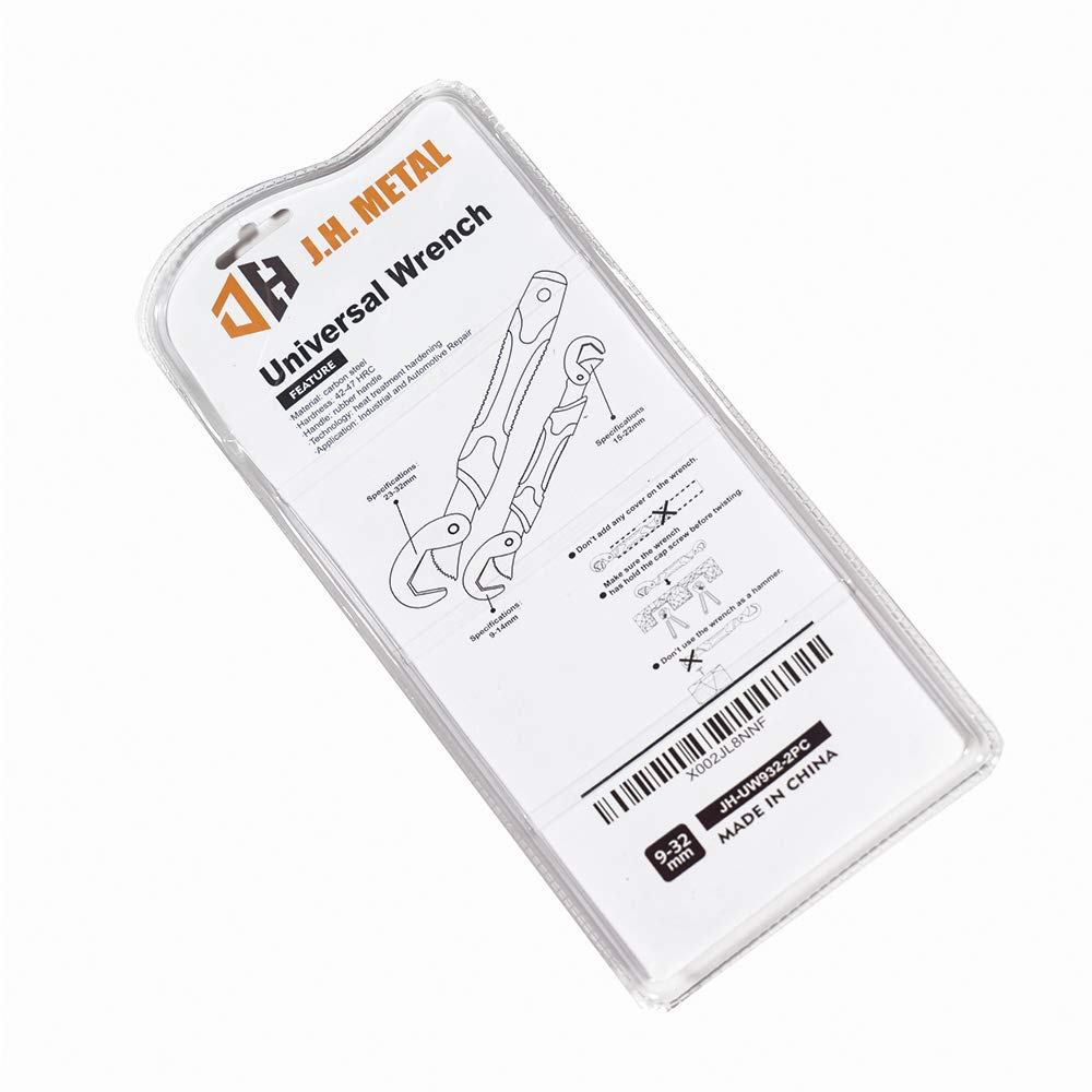 n/m J.H. Metal Multi-function Portable Universal Wrench Set with Rubberized Anti-Slip Grip 9-32mm - Adujustable Wrench (2PCS)