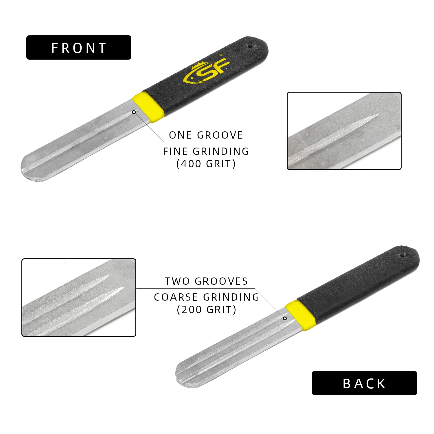 SF Fly Fishing Hook Sharpener Hone Hook File Portable Grinding Tool Double-Sided Diamond Grit with Zinger Retractor