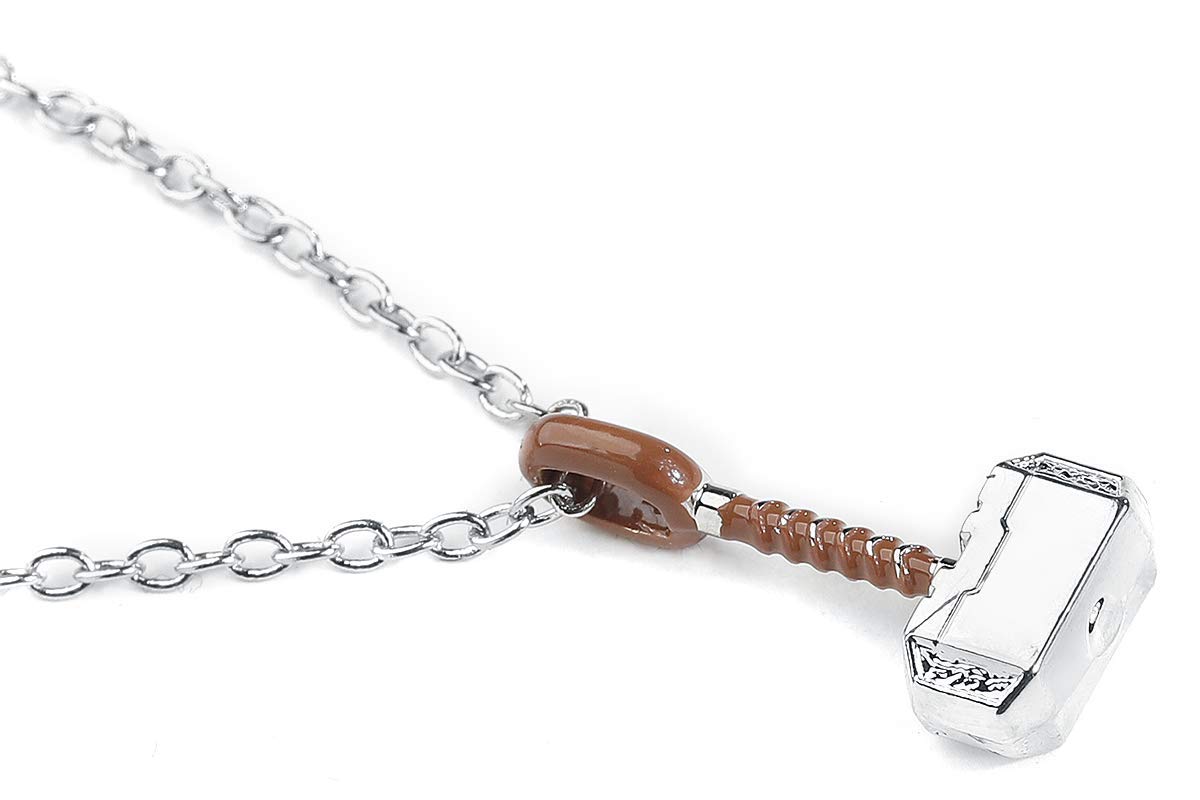 Marvel Comics Thor Hammer Unisex Adult Silver Plated Pendant Necklace. Official Licensed Jewelry, One Size.(THORHAMPNK01B)