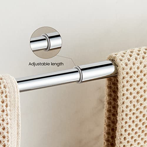 WOLIBEER Crystal Towel Bar,Chrome Towel Holder Adjustable Towel Rack Rod Expandable Stainless Steel Bathroom Accessories Wall Mounted