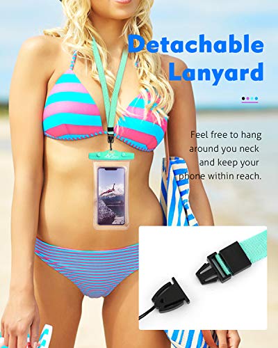 MoKo Waterproof Cellphone Pouch, [2 Pack] Underwater Phone Case Dry Bag with Lanyard Compatible with iPhone 12 Mini/12 Pro, iPhone 11 Pro/11 Pro Max, X/Xs/Xr/Xs Max/8/7, Samsung Note 10, S21/S20/S10