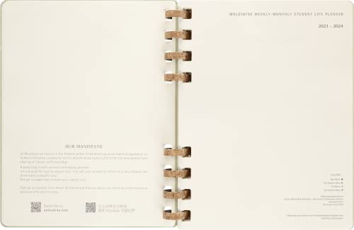 Moleskine 2024 Spiral Academic Planner, 12M, Extra Large, Crush Kiwi, Hard Cover (7.5 x 10)