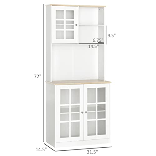 YDXNY Kitchen Buffet, Pantry with 3 Cabinets, 2 Shelves and Large Countertop, Tall White Cabinet