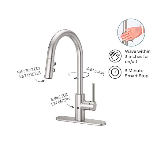 Pfister Stellen Touchless Kitchen Faucet with Pull Down Sprayer, Single Handle, High Arc, Stainless Steel Finish, LG529ESAS