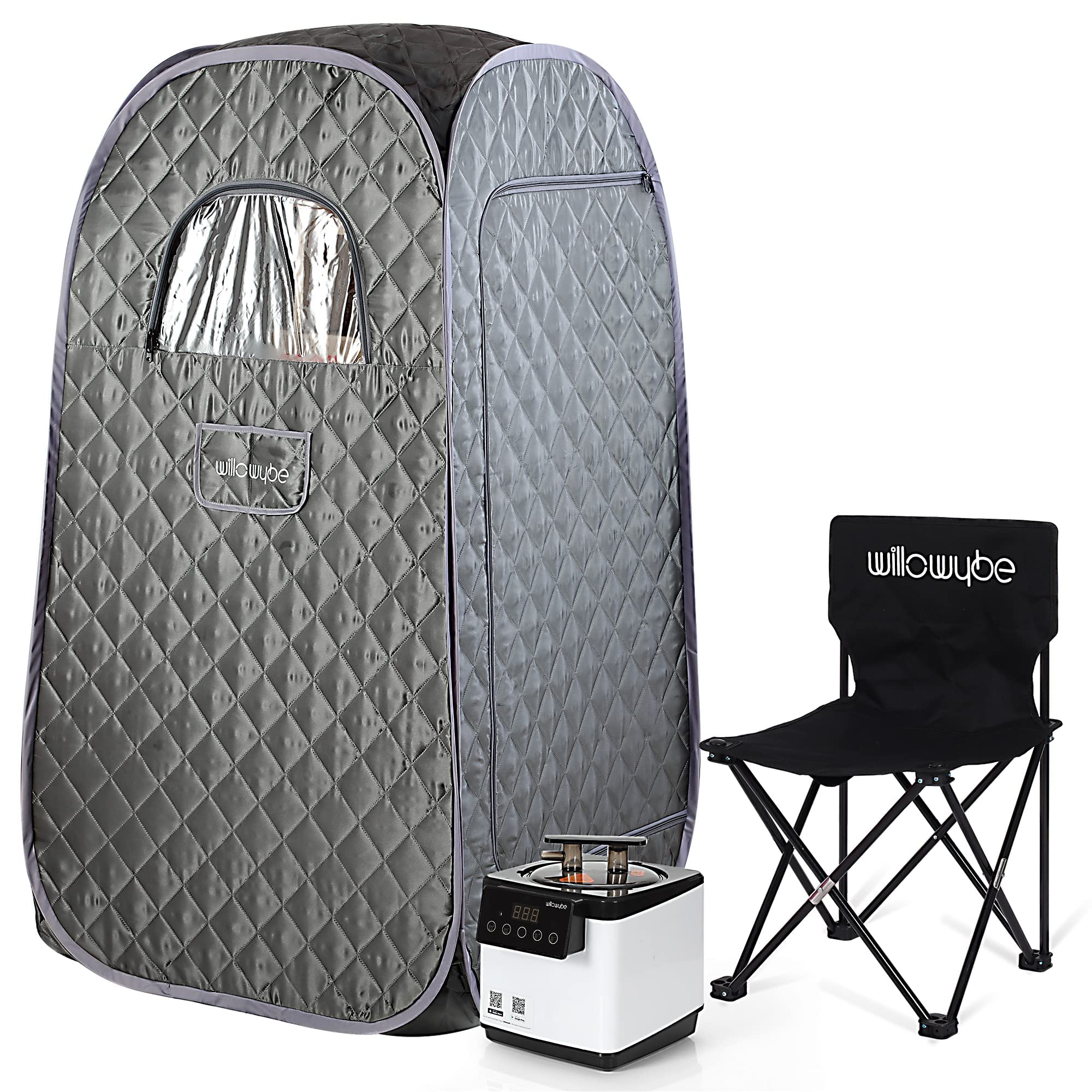 WillowyBe Portable Steam Sauna with Bluetooth Control, Steamer, Body Tent, Foldable Chair | Personal Home Spa