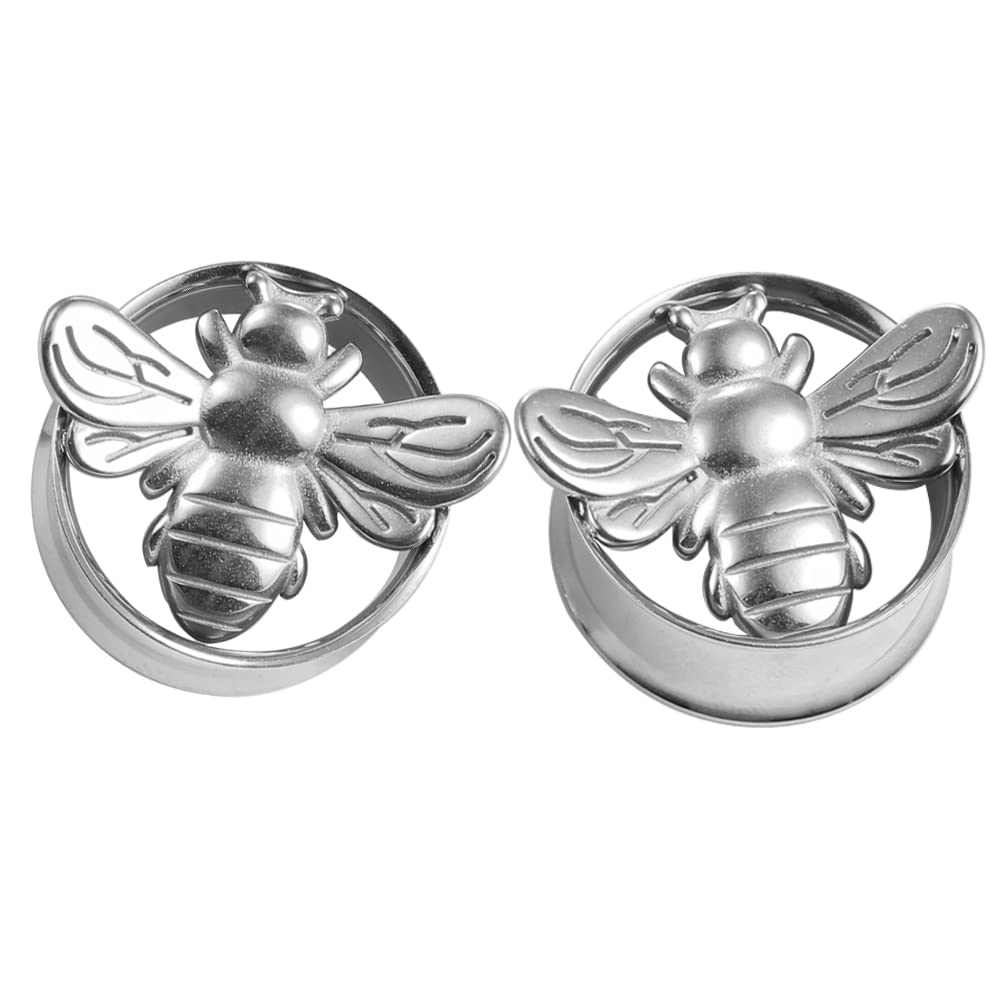 SUPTOP Ear Gauges Ear Plugs and Tunnels for Women Surgical Steel Screwed Ear Tunnels Bee Unique stretched Ears Size 0G