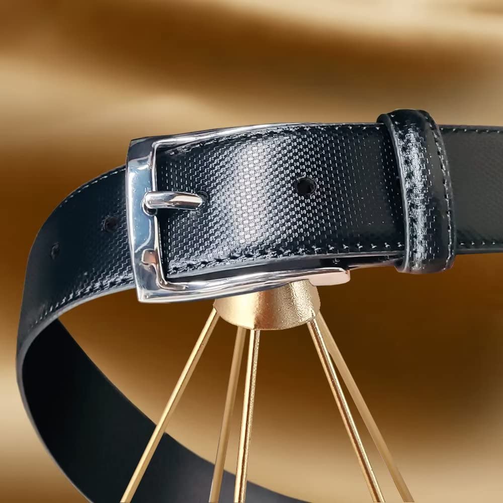 Samilor Genuine Leather Dress Belts For Men Mens Belt For Work Business With Single Prong Buckle In Gift Box, 1 3/8", BLACK TEXTURE,36-38