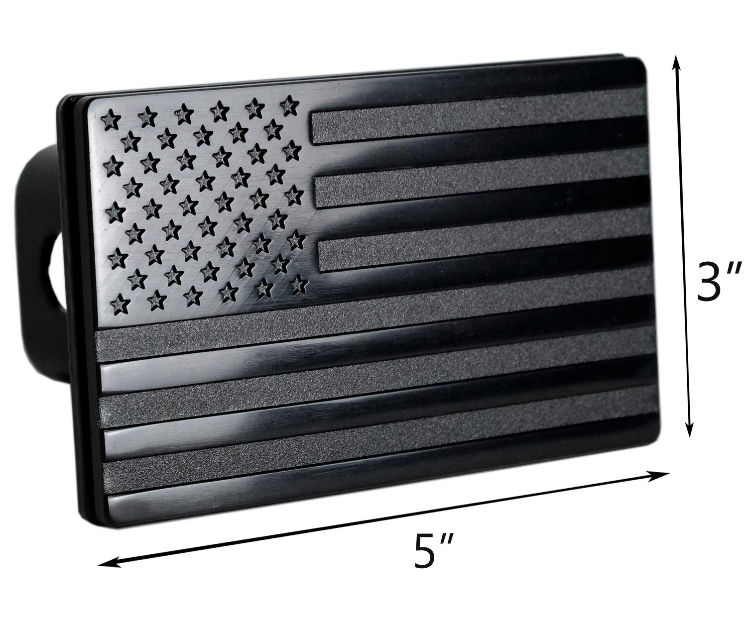MULL USA Black Metal Flag Trailer Hitch Cover for 2" Receivers (with Locking Pin)