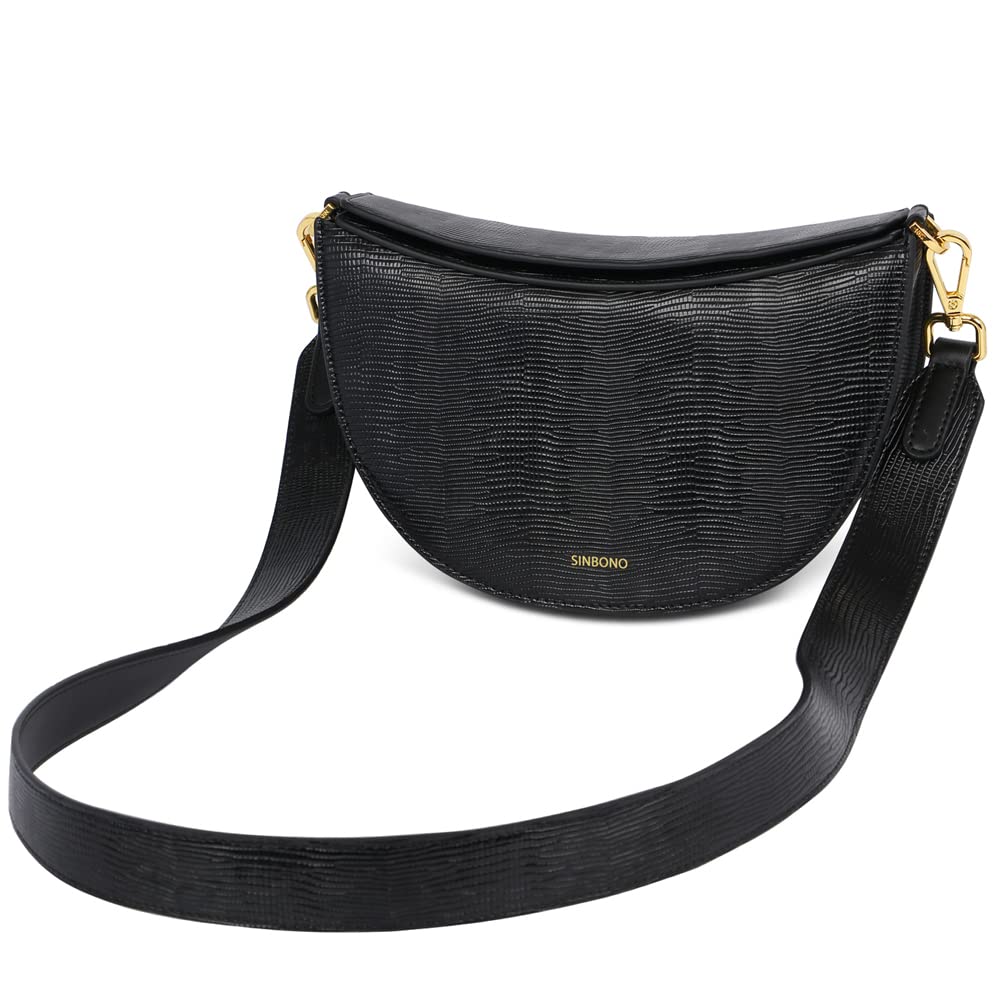 SINBONO Crossbody Bag, Kace Small Saddle Purse with Magnetic Closure Classic for Women - Black
