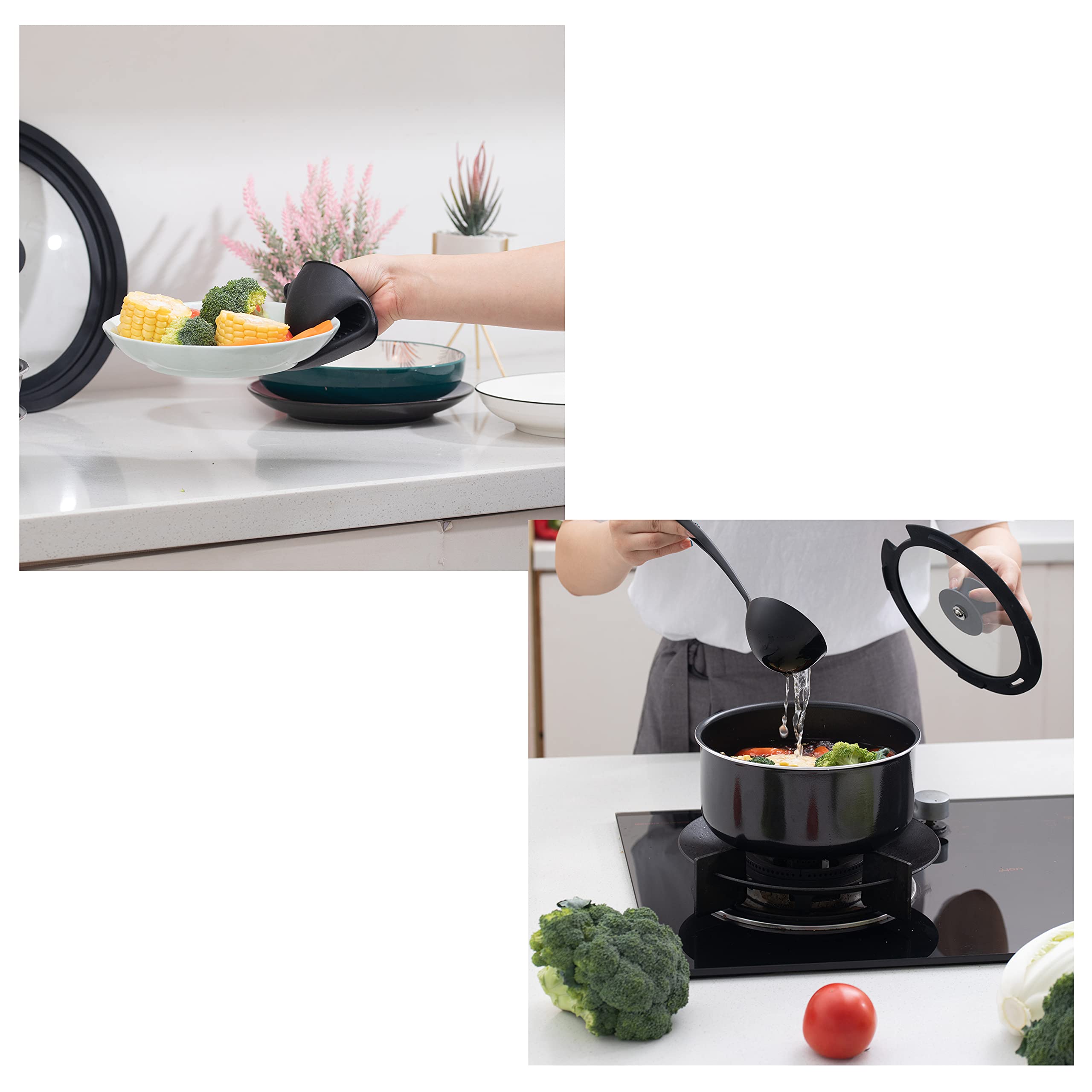 lzteck 24 Pieces Non-Stick Cookware Set with Meat Thermometer,Stackable Pans and Pots Set, Removable Handles Cookware set, for RVs and Camping,Induction,Dishwasher Safe