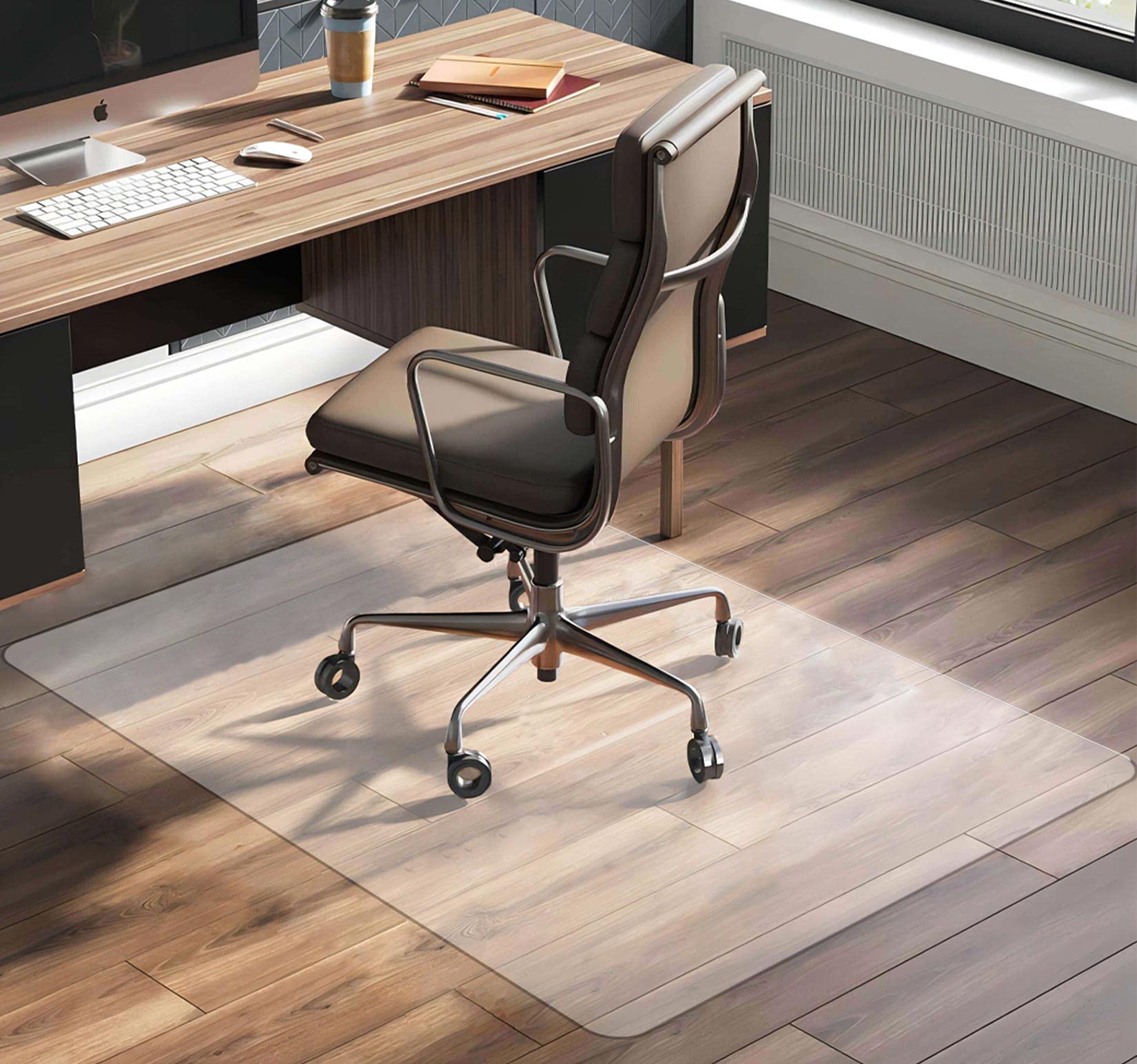 Naturei Clear Chair Mat for Hard Floors, 60'' x 46'' Transparent Office Mats, Heavy Duty Floor Protector Mat for Office & Home - Rectangle