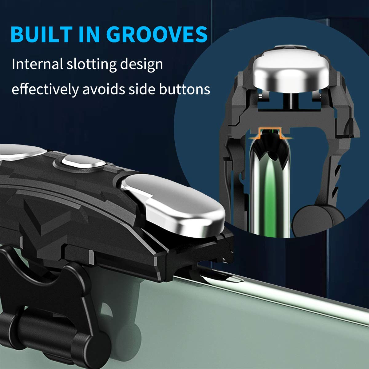Newseego Mobile Game Controllers, [Quicker Response] Phone Trigger Key Mobile Shooter Aim & Fire Buttons Physical Joystick for Knives Out/PUBG/Rules of Survival L1R1 for iOS Android Phone, Black