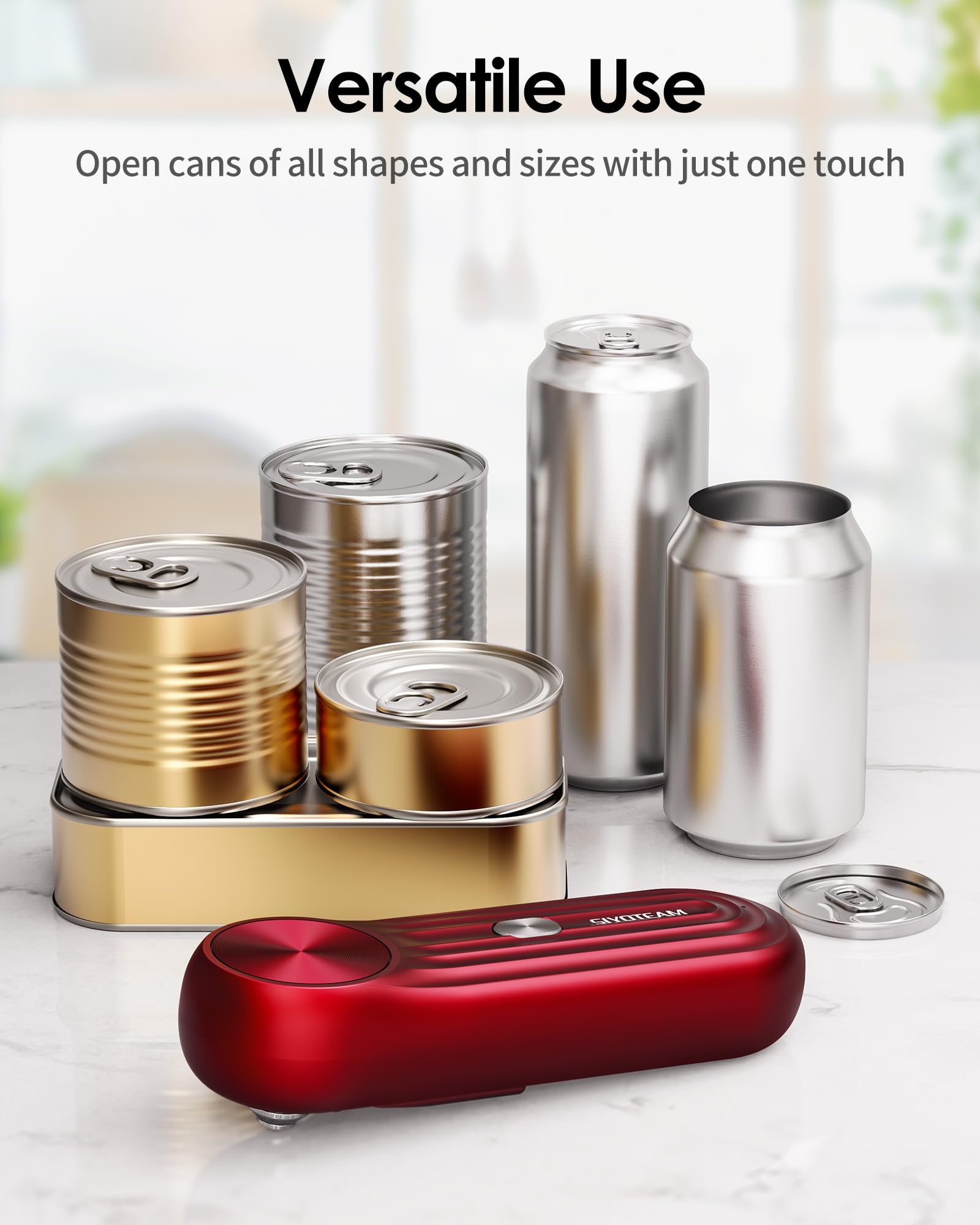 SIYOTEAM Electric Can Opener, Rechargeable Automatic Can Opener with Tilt Blade For Any Size Can - Smooth Edge, Food Safe, Hands Free, One Touch Can Opener Easy for Seniors, Arthritic Hands