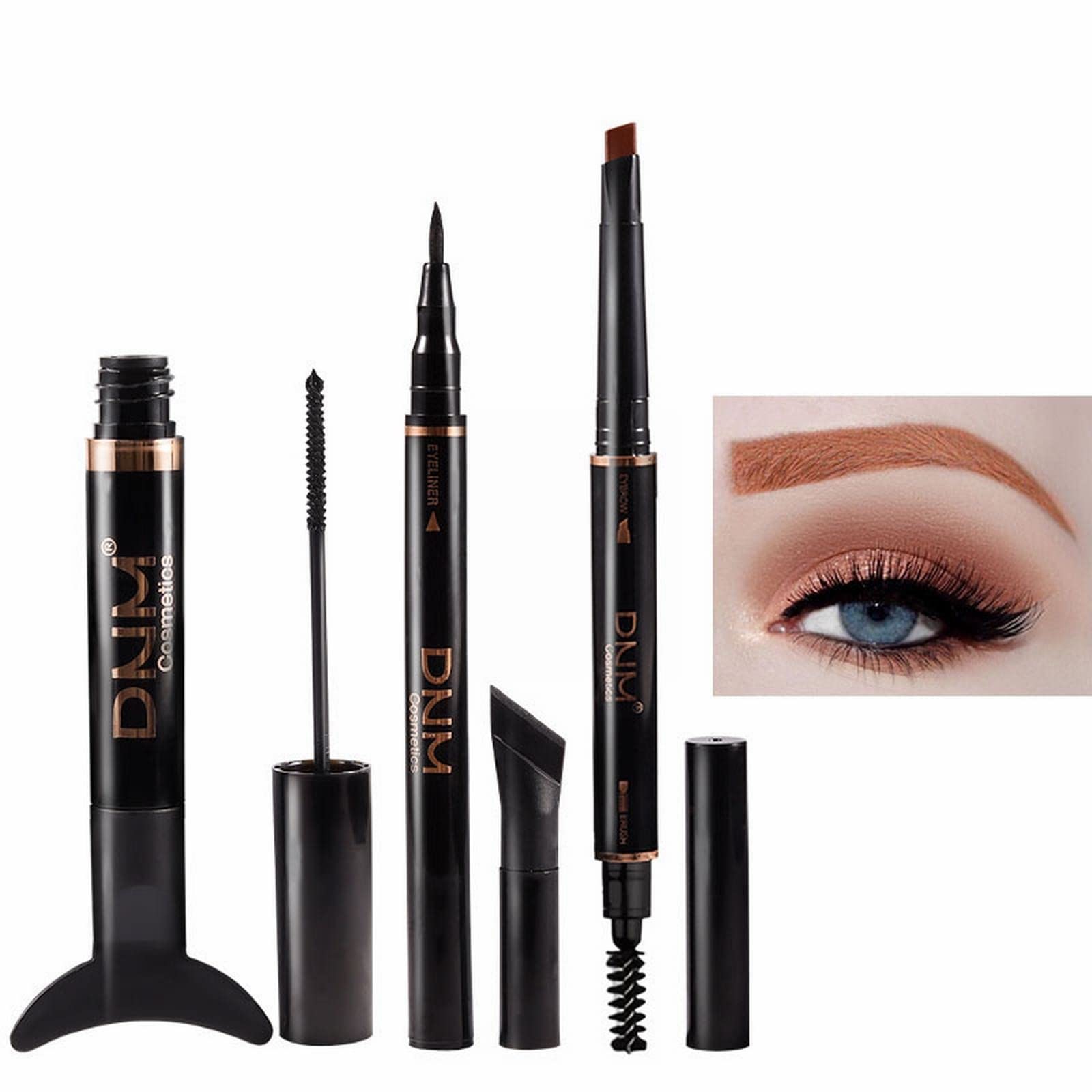 Long Set Eye 3 Piece Pencil Makeup 3ml Eyebrow Mascara Beginner Eyeliner Lasting Waterproofs Mascara Carbon Black Mascara