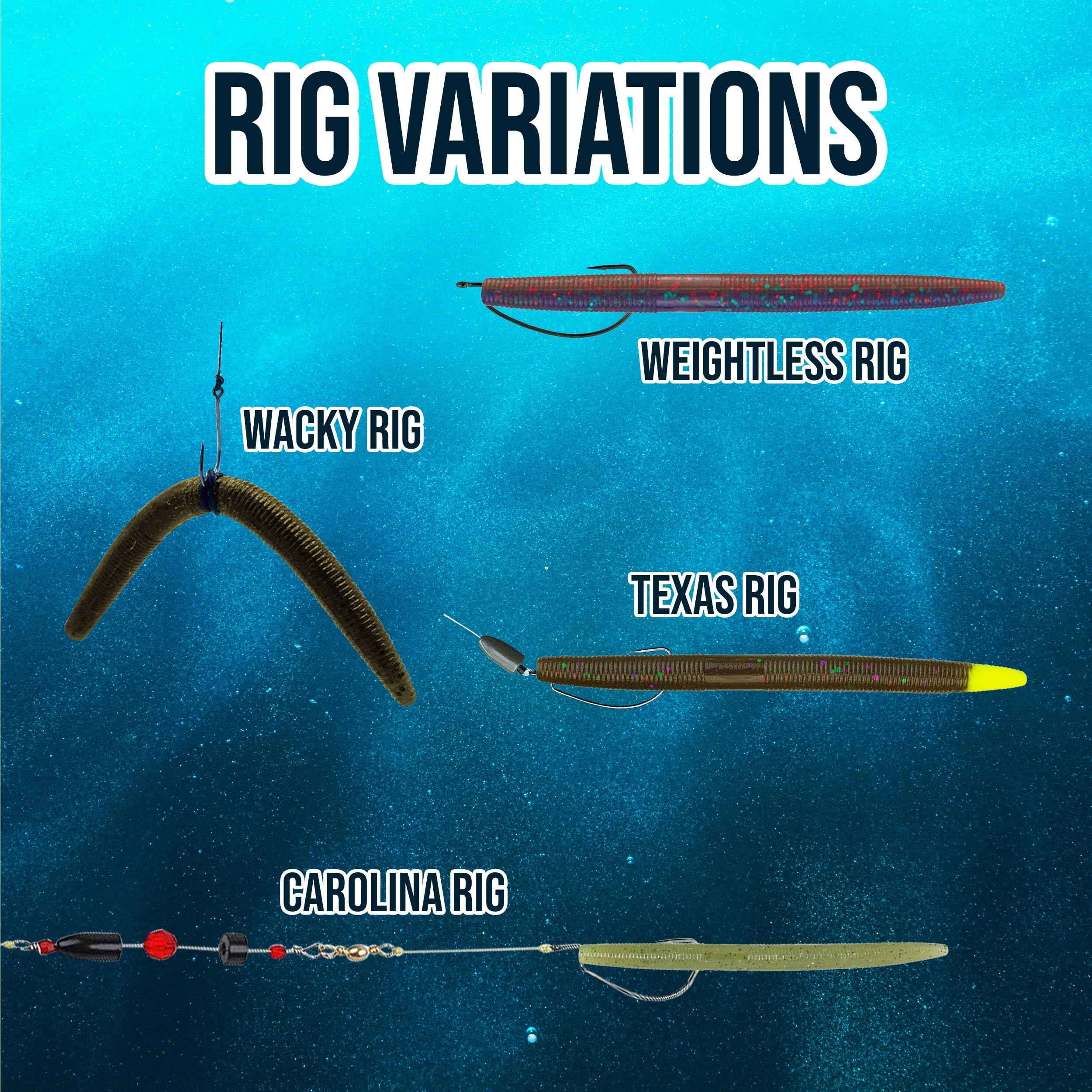 Reaction Tackle Wacky Worms/Soft Plastic Worm Stick Baits Green Pumpkin Multi Flake