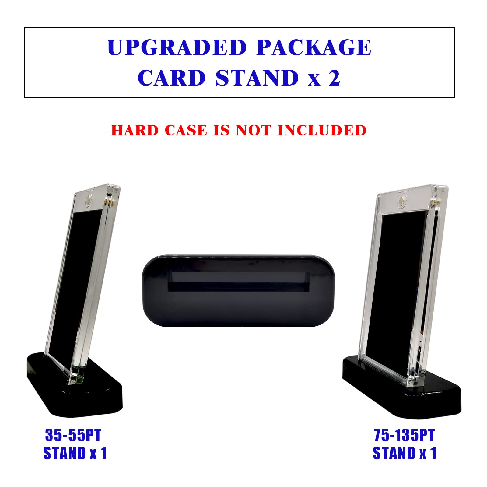 SJAELLAND 35PT Trading Card Display - Super Thick Self Stand Card Holder (21mm) - Acrylic Clear Sports 3 Card Display Case (3-Slot Double Stands)