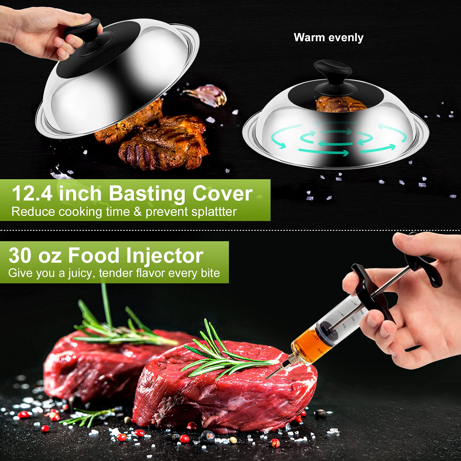 OneLeaf Griddle Accessories, 41Pcs Flat Top Grill Chef, Professional Griddle Tools with Spatula, Basting Cover, Meat Injector, Egg Rings for Outdoor Camping