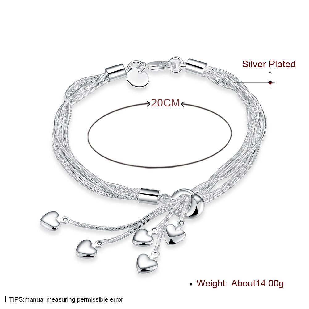 Lingduan Romantic 925 sterling Silver Multiple Hearts Link Chain Bracelet Plated Infinity Endless Love Symbol Charm Adjustable Bracelet for Woman