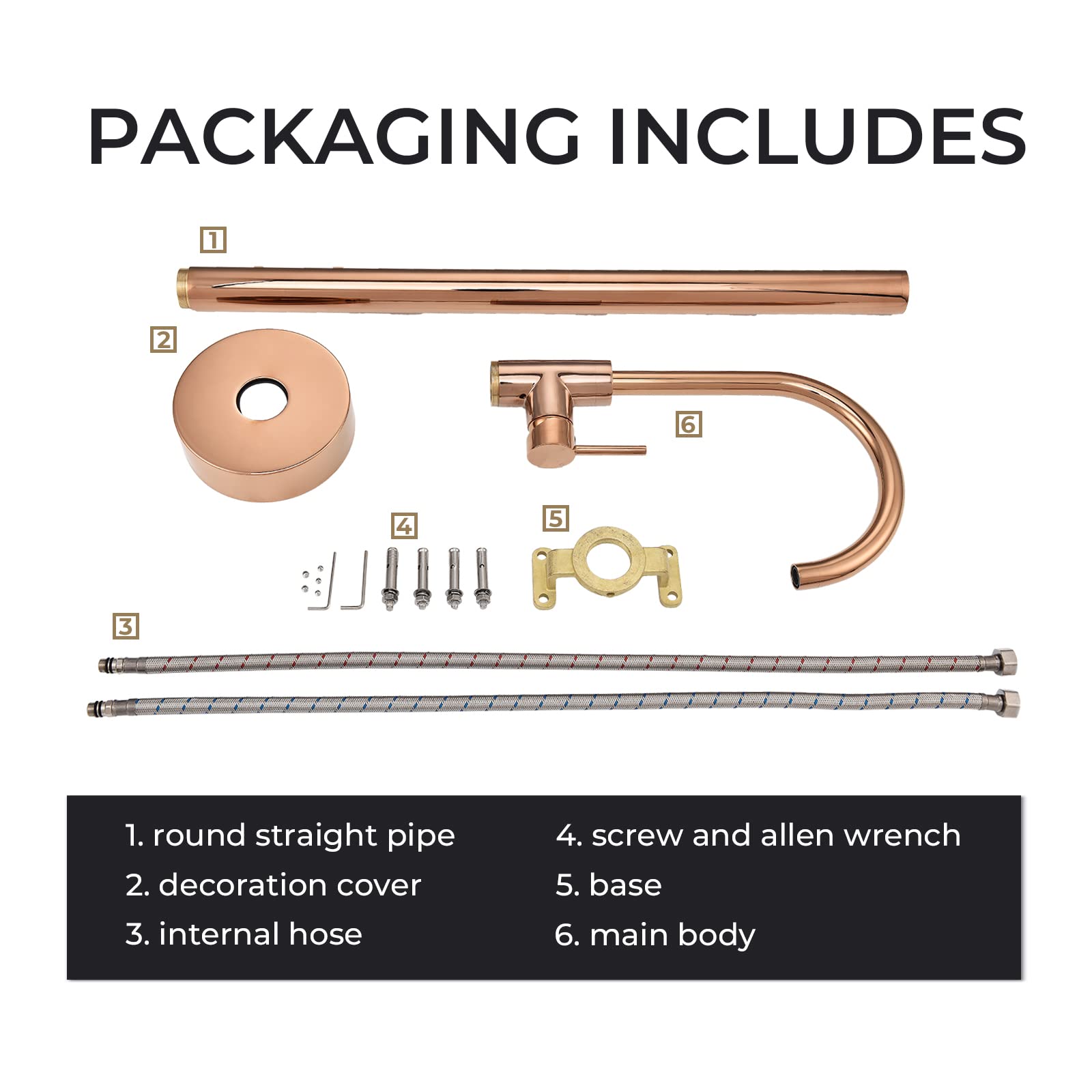 LFGUD Floor Mount Bathtub Faucet, Gold Finished Brass Bathroom Freestanding Tub Filler Single Handle Tub Spout