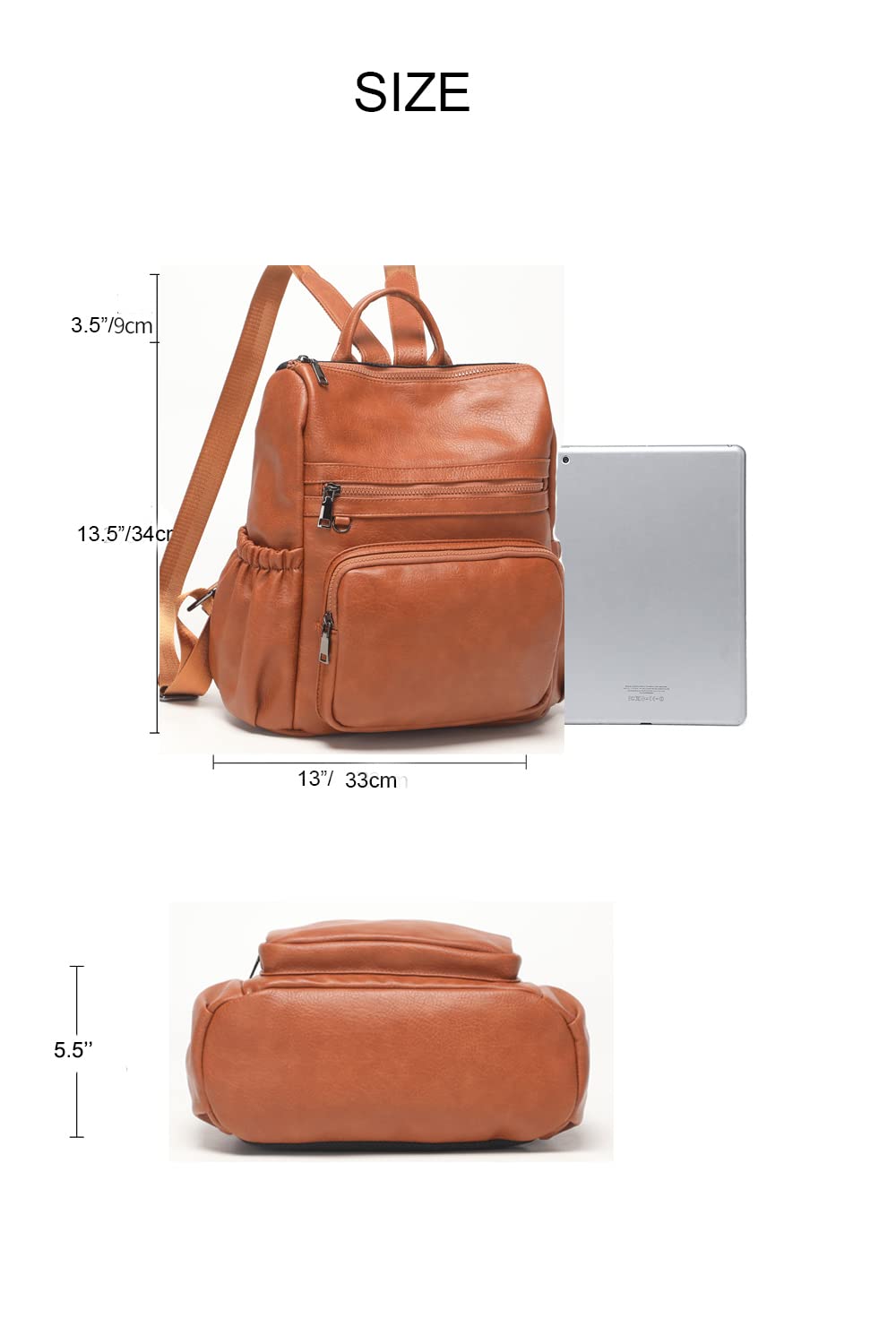 Shaelyka Convertible Backpack Purse for Women, Water-resistant Backpack with Anti-theft Pocket, Brown