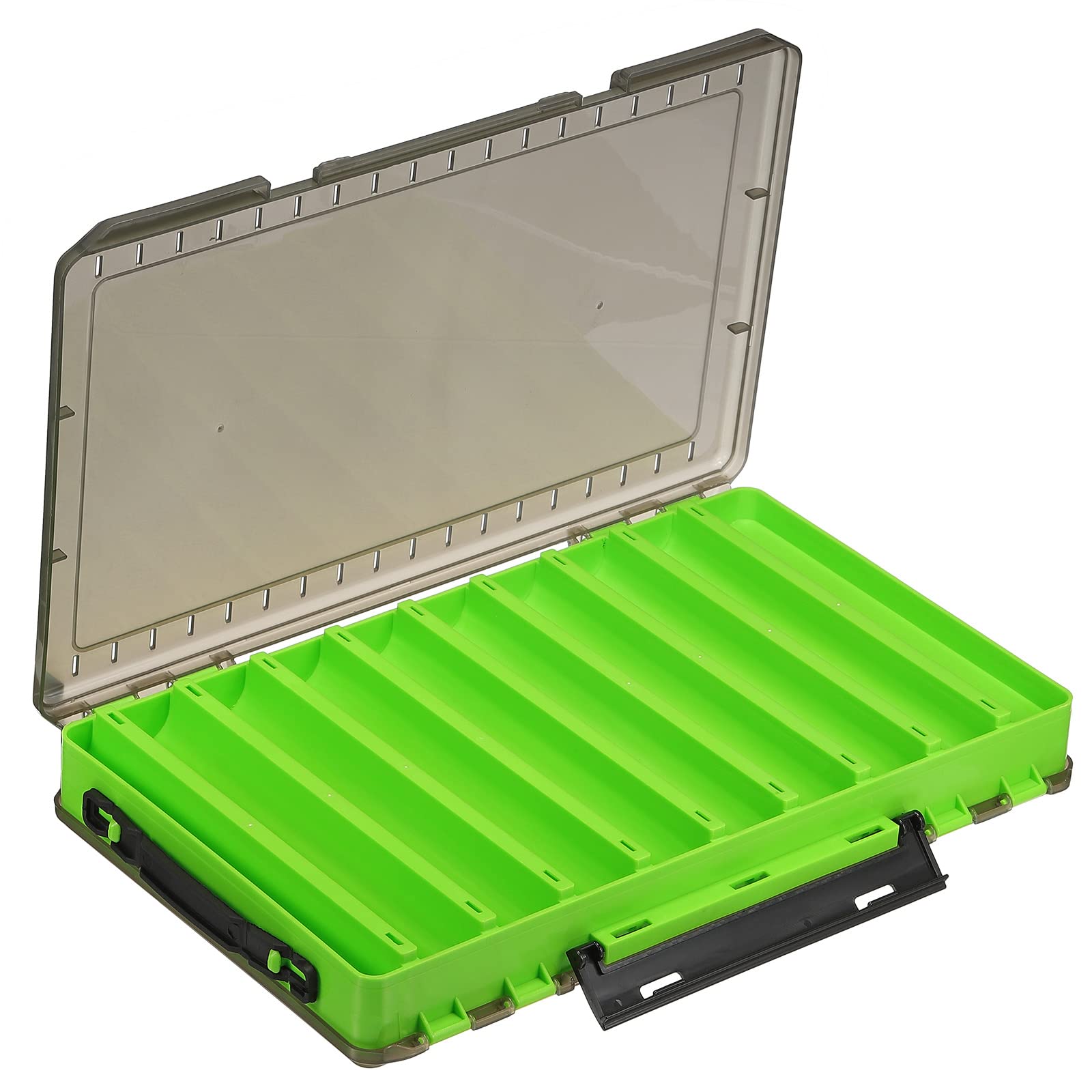 PATIKIL Double Side Fishing Lure Storage Box Plastic Fish Tackle Container Organizer, Green