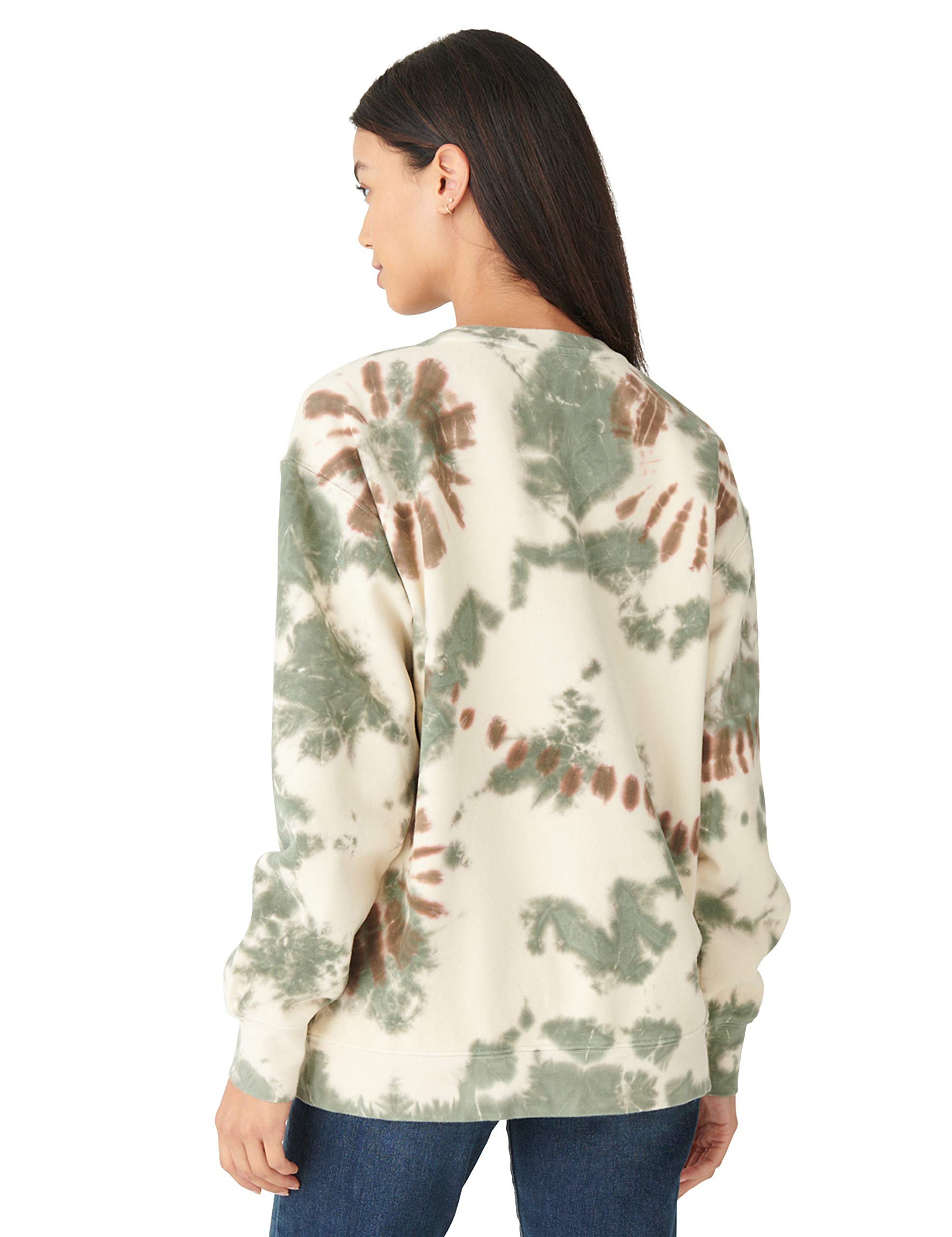 Lucky Brand Women's Long Sleeve Crew Neck Tie Dye Pullover Sweatshirt, Whisper White, S
