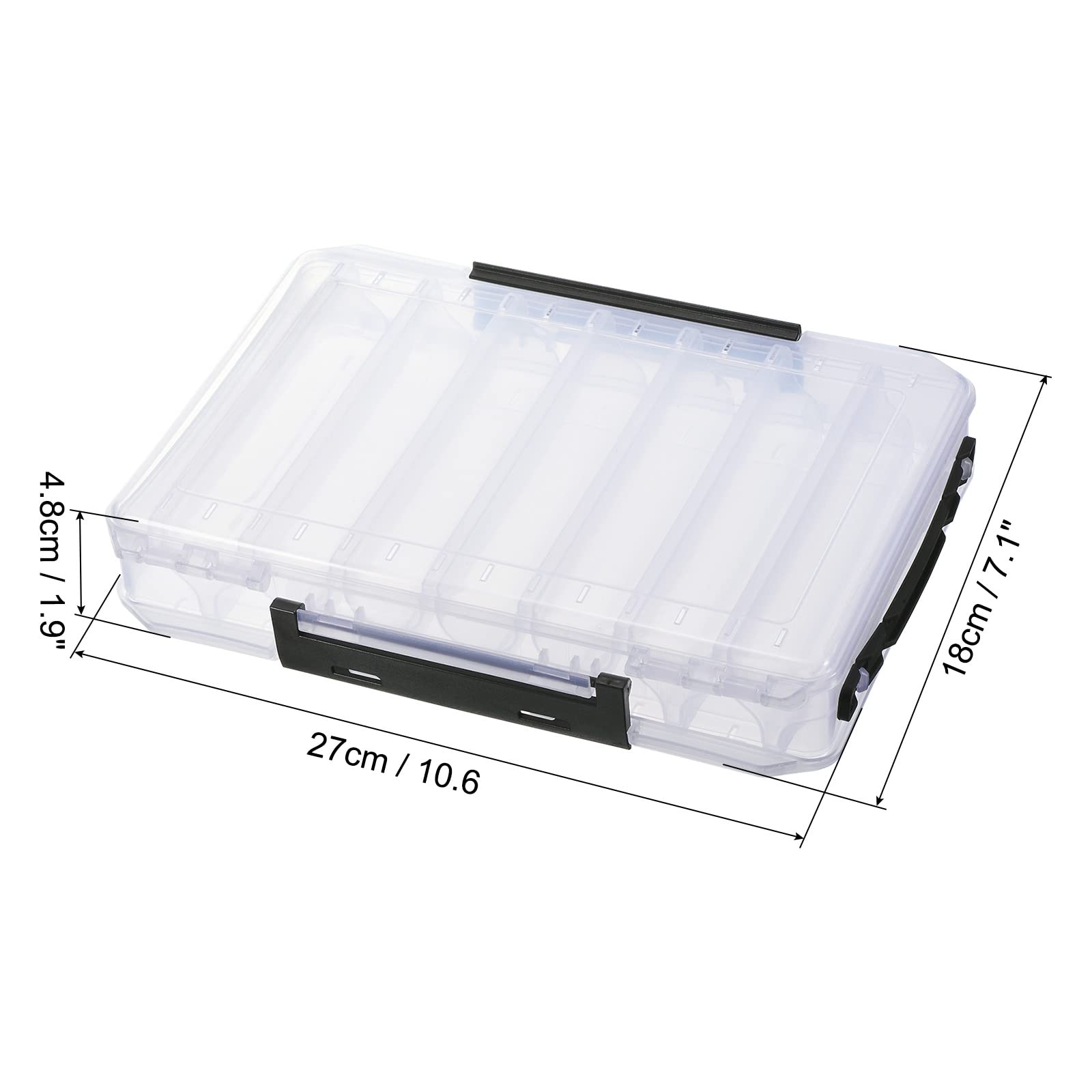 PATIKIL Double Side Fishing Lure Storage Box Large Plastic Fish Tackle Container Organizer, Clear White