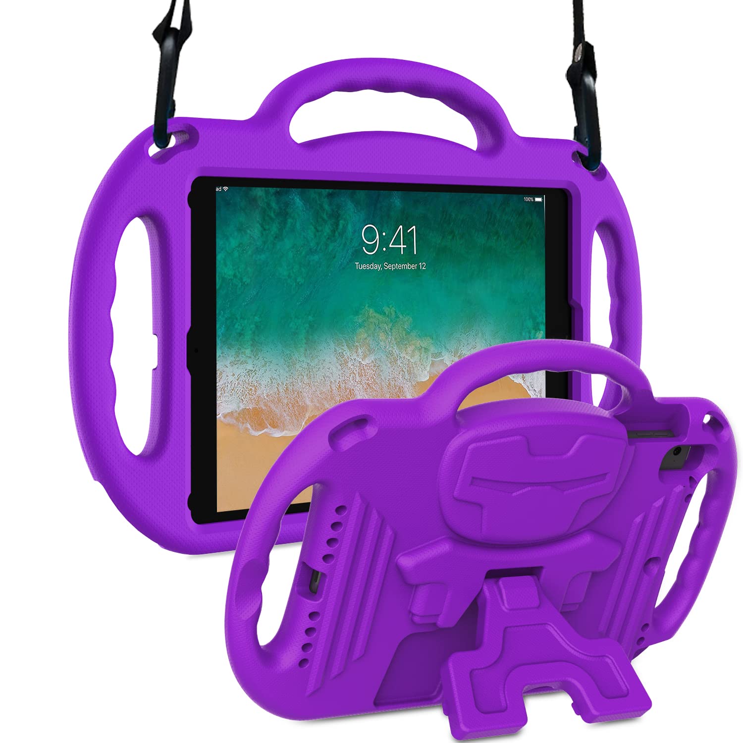 SUPNICE iPad 6th/5th Generation Case, iPad 9.7 Case, iPad Air 2/1/Pro Case, [Shoulder Strap][Light Weight Handle] Shockproof Stand Kids Case for iPad 9.7 inch 2018(6th Gen) / 2017(5th Gen) - Rose