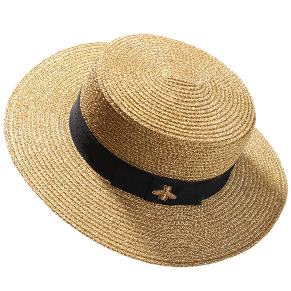 Straw Sun Hat,bee Hat,Woven Bucket Hat,Sun Hats for Women,Boater Hat Women,Gold Top Hat