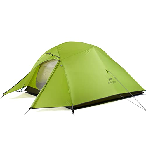Naturehike Cloud Up Double Layer 3 Person Tent Lightweight Camping Hiking Backpacking Tent (Light green-20D Nylon)