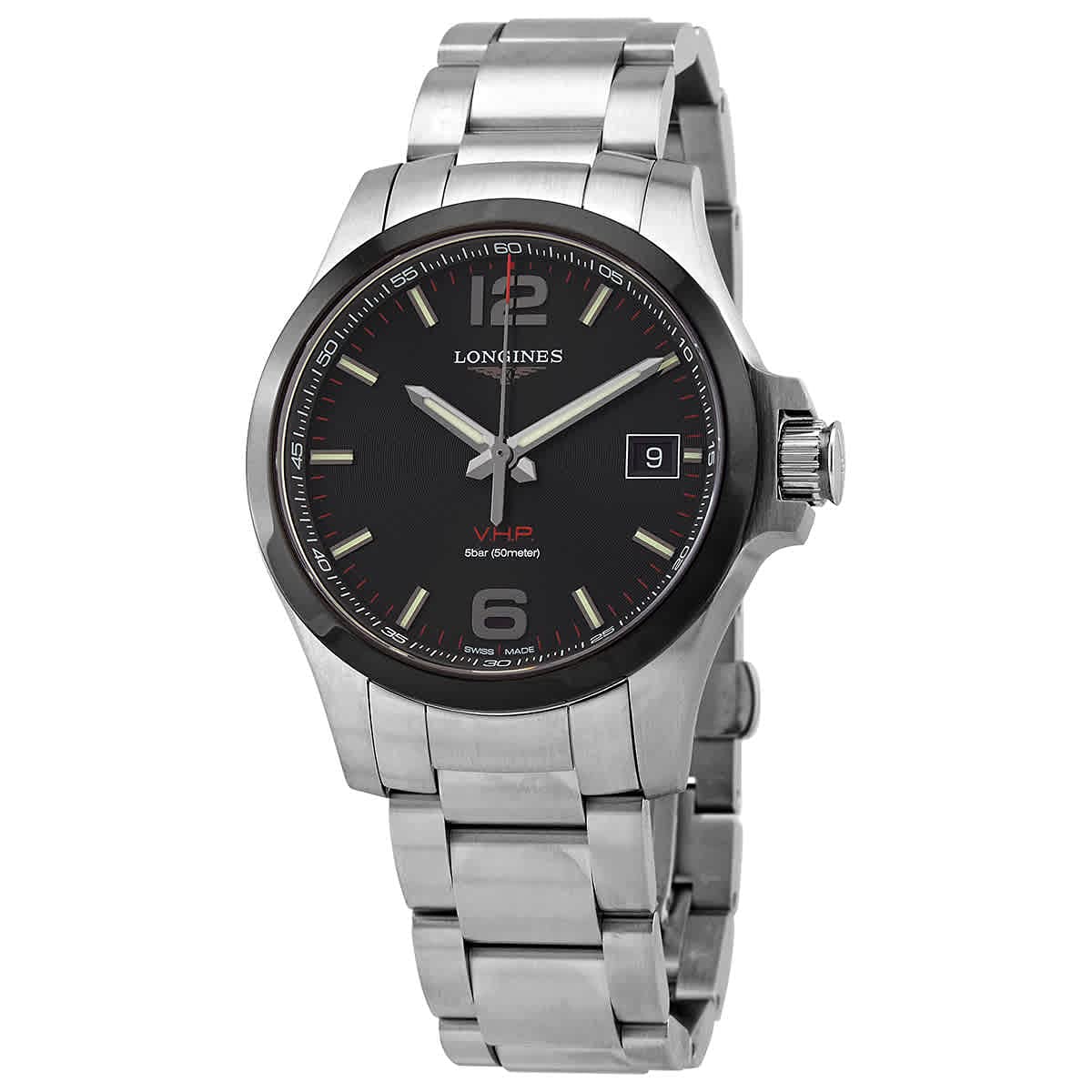 Longines orologio uomo Conquest VHP 41mm ghiera acciaio PVD nero L3.719.4.56.6