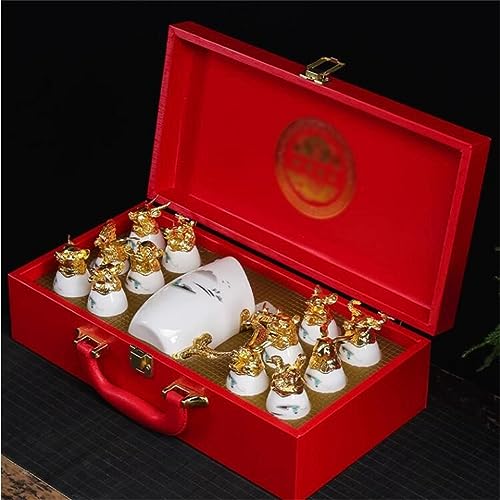 MMLLZEL Gift Box Set Ceramic White Wine Cup Wine Distributor Zodiac Wine Cup Home Gifts