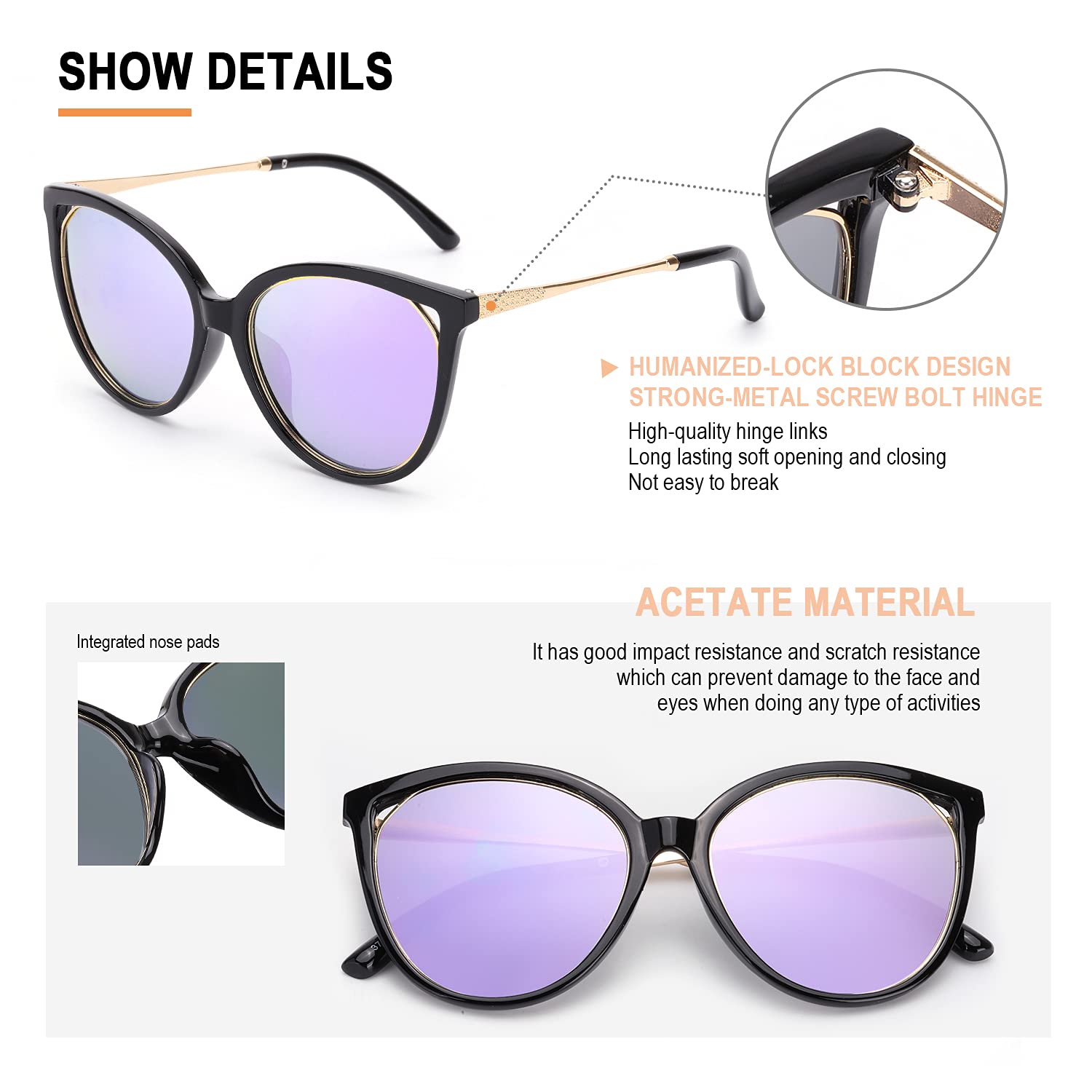 SIPHEW 2 Pack Classic Round Polarized Sunglasses for Women Lightweight UV Protection Anti-Glare Shades