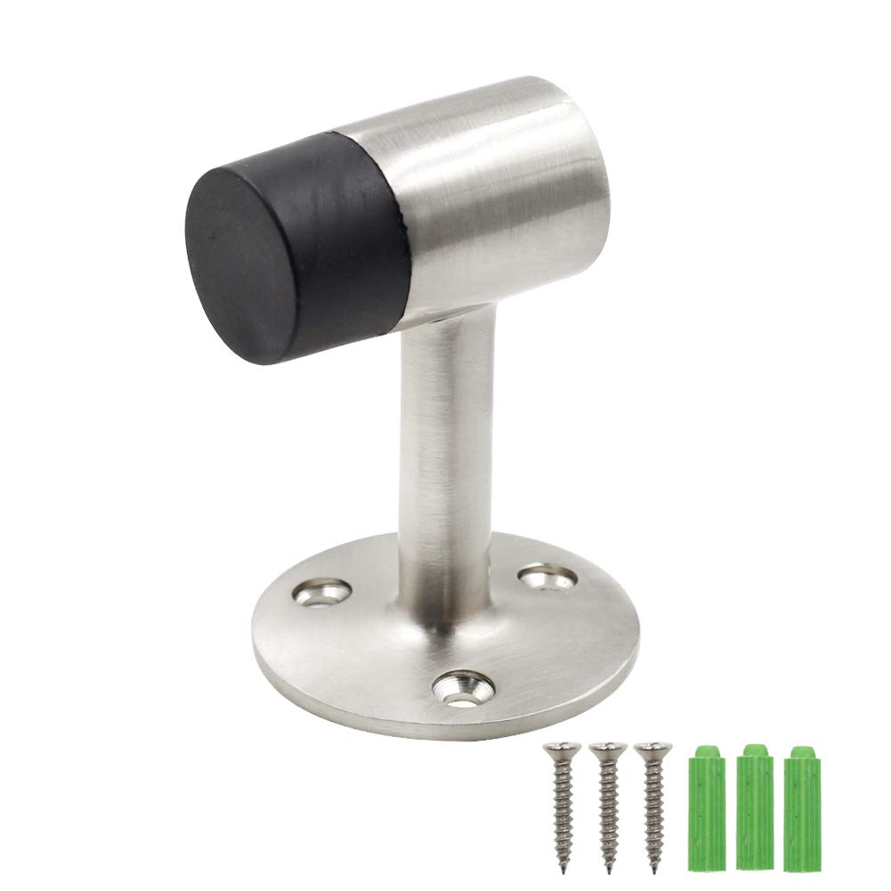 PHITUODA 3 Inch / 75mm Heavy Duty Floor Stop, Door Stopper Stainless Steel Brushed Nickel - Pack of 1