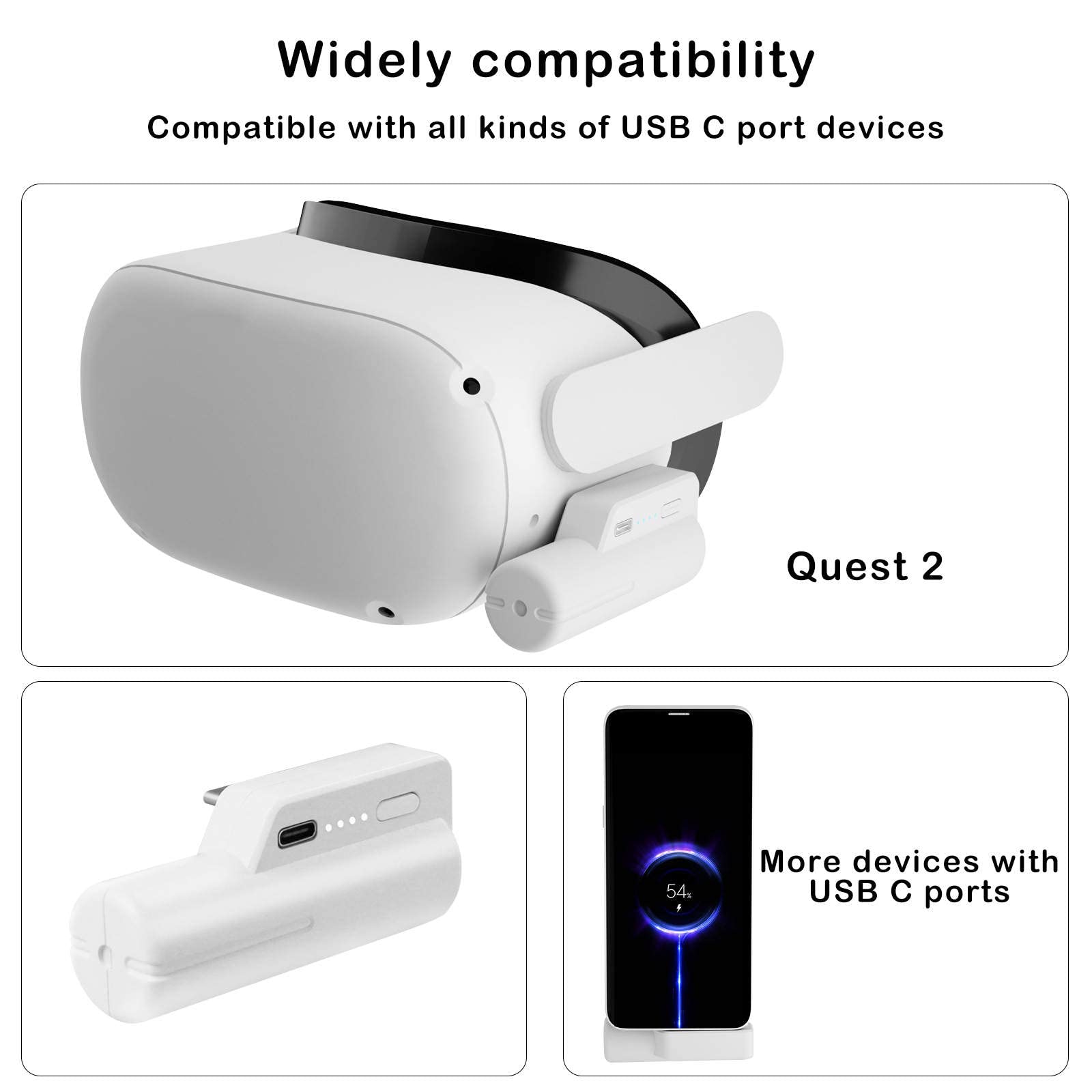 SUPRATEC Battery Pack for Oculus Quest 2, 5000mAh Head Strap Mini Battery Pack Compatible with Oculus/Meta Quest 2 and Quest, Lightweight and Portable VR Power Accessory for Extra 2-4H Playtime
