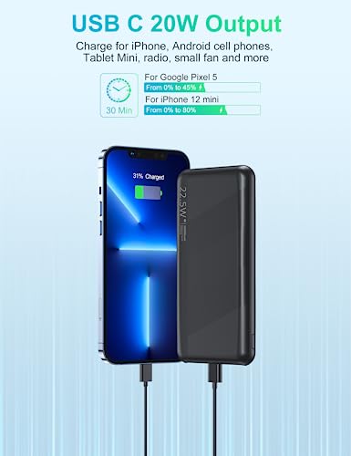 MOSKIZ Portable Charger 2 Pack, 10000mAh Power Bank Fast Charging USB C 20W, Battery Pack for iPhone, Android Cell Phone, Tablet, Lightweight Slim External Charger for Camping, Hiking, Travel