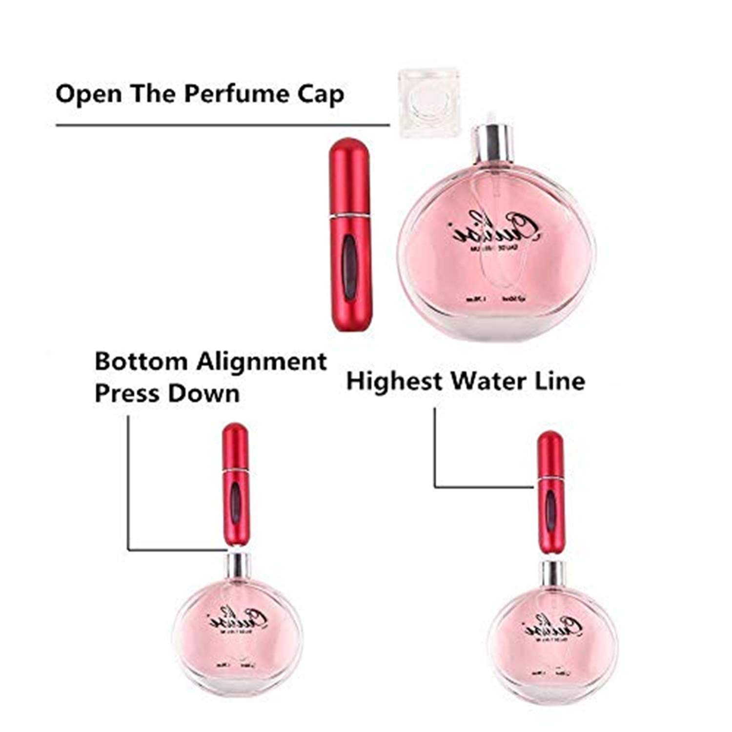 MuOu 3 Pack - 5 Milliliter Mini Refillable Perfume Atomizer Bottle, Multicolor Perfume Spray, Scent Pump Case for Traveling and Outgoing (Gold-Black-Silver)