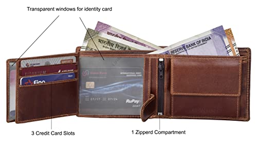 URBAN FOREST Zeus Leather Wallet & Accessory Set for Men, Caramel Brown, Casual