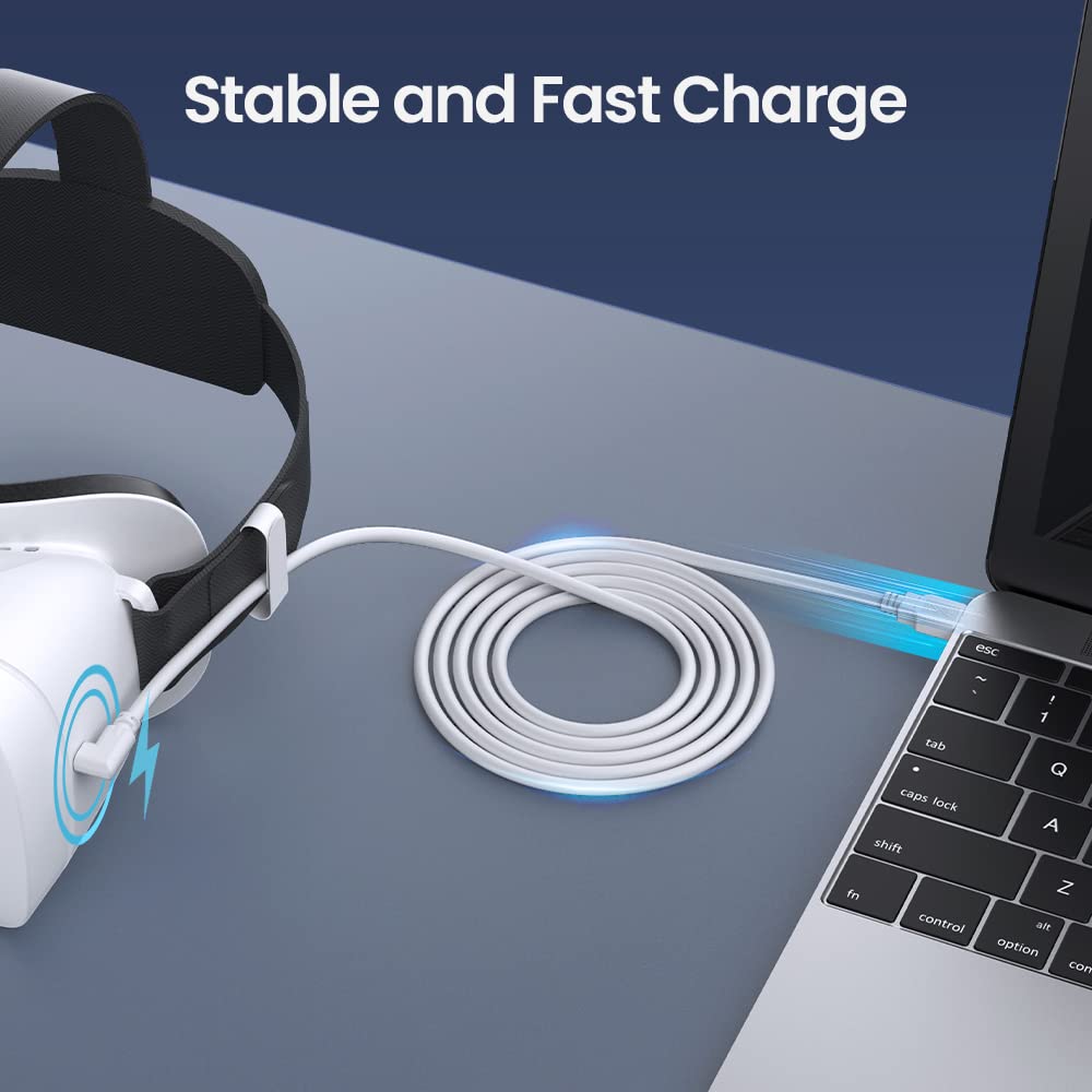VersionTECH. Link Cable 16 FT Compatible for Oculus Quest2/1/Pro/Pico4 and PC/Steam VR, USB 3.2 Gen1 5Gbps VR Headset Accessories High Speed Data Transfer USB C Charging Cable Cord Gaming PC-White