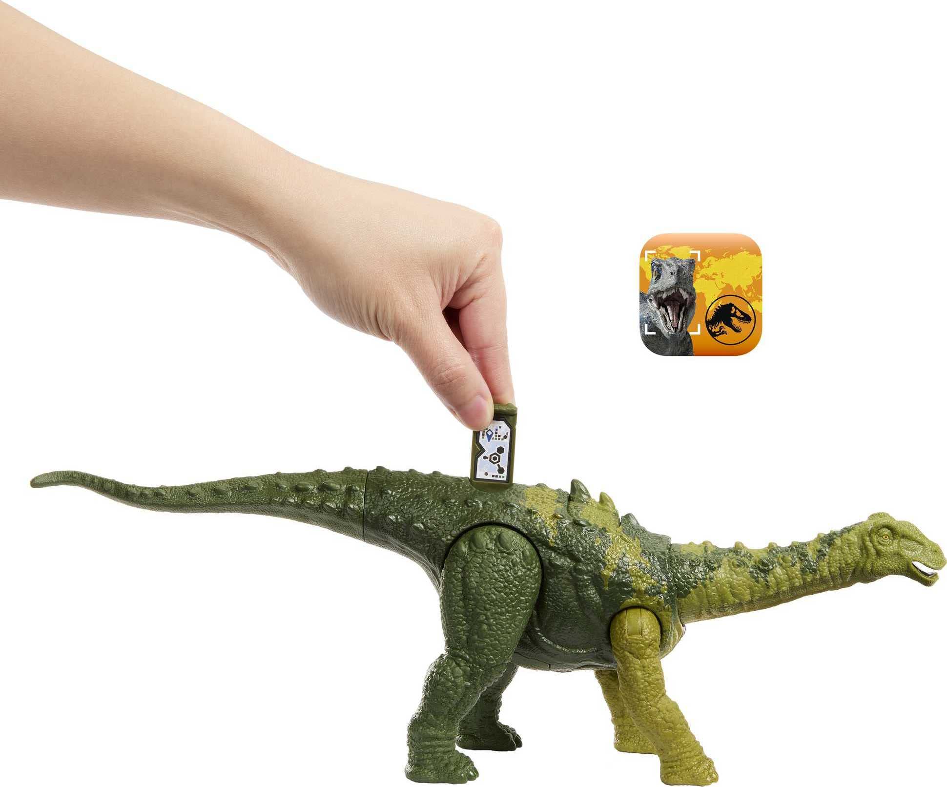 Mattel Jurassic World Wild Roar Dinosaur Toy with Sound & Attack Move, Nigersaurus Posable Action Figure, 11 inches Long