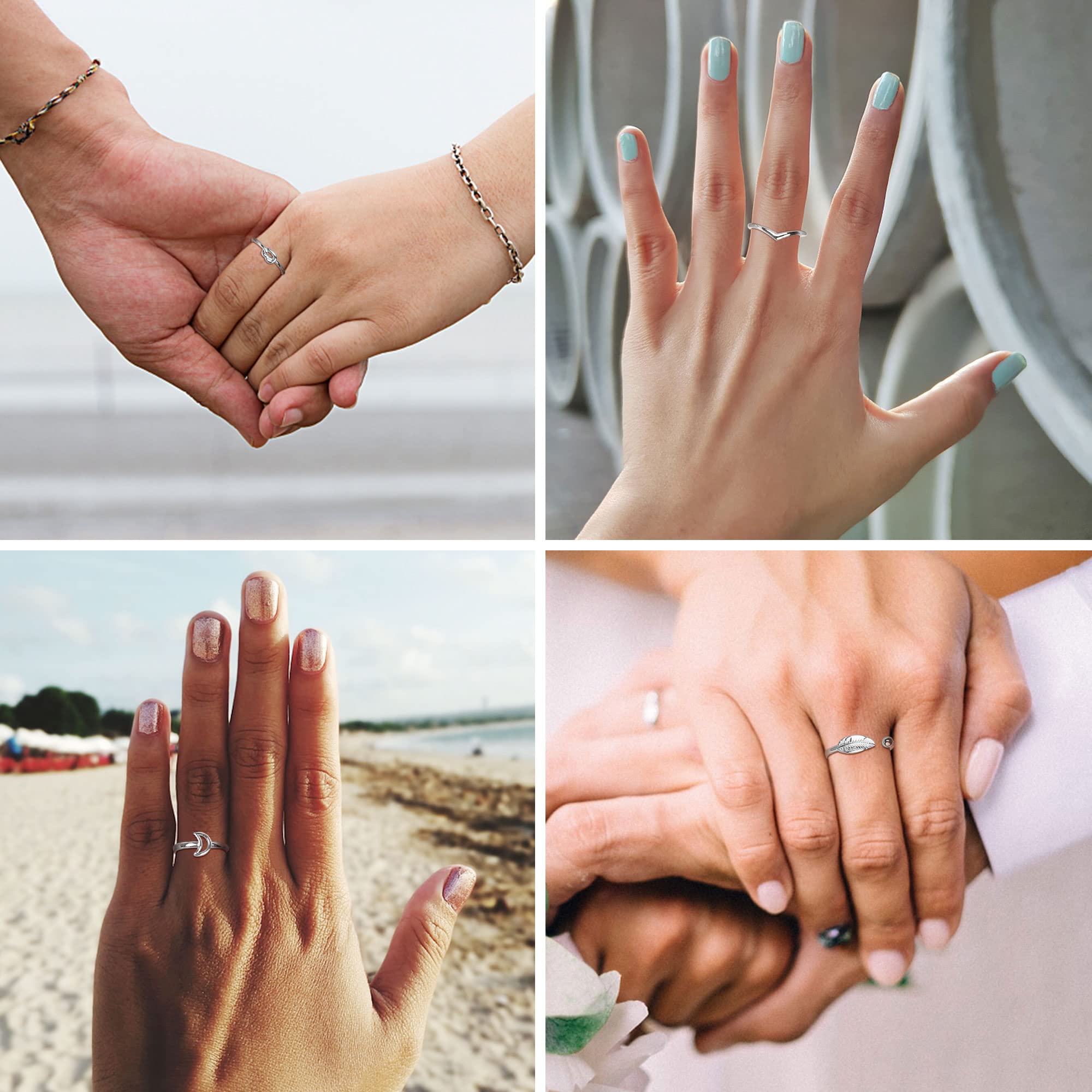 Sanfenly 12Pcs Adjustable Rings for Women, Knuckle Stacking Rings, Open Ring, Silver Gold Rose Gold Arrow Knot Wave Star Moon Circle Stackable Thumb Open Ring Set