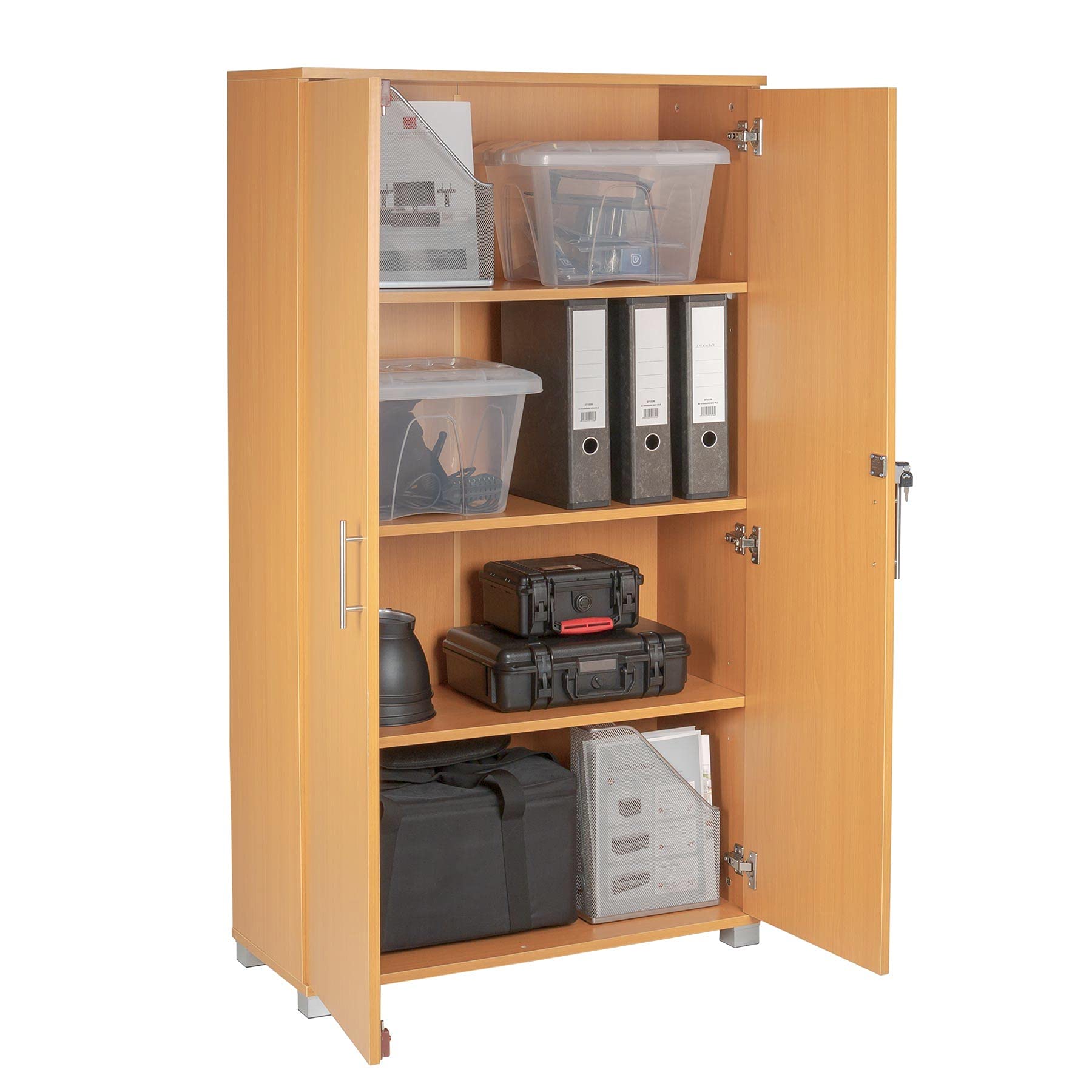 MMT Furniture Designs Ltd Office Storage Cupboard Bookcase Filing Cabinet Beech Lockable 2 Door Cabinet