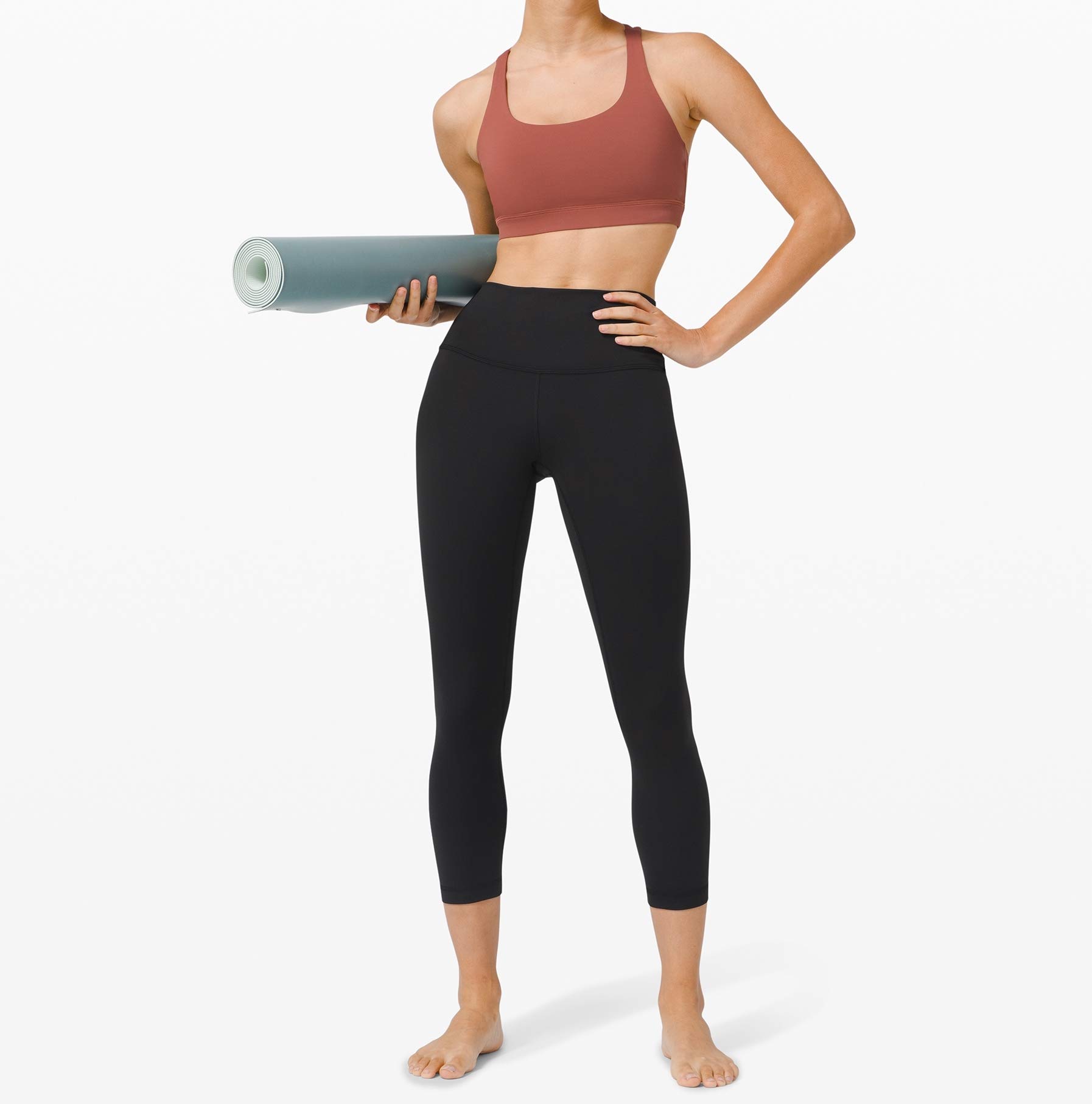 Lululemon Athletica Wunder Under High Rise Crop 23 inches Yoga Pants (Black, 8)