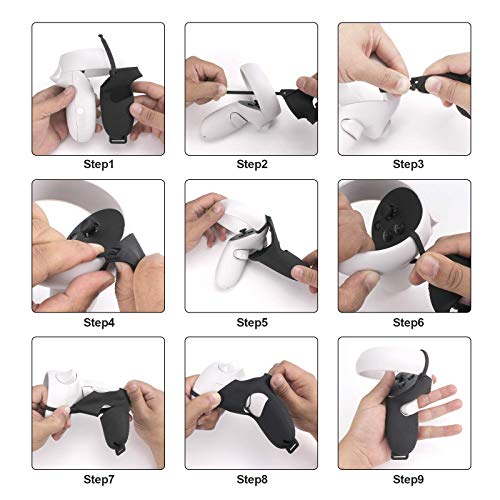 NexiGo Newest Touch Controller Grip Cover & Knuckle Strap & Lens Protect Cover Set for Oculus Quest 2, Professional Silicone Protection Accessories, Sweatproof, Anti-Fall, Matte White