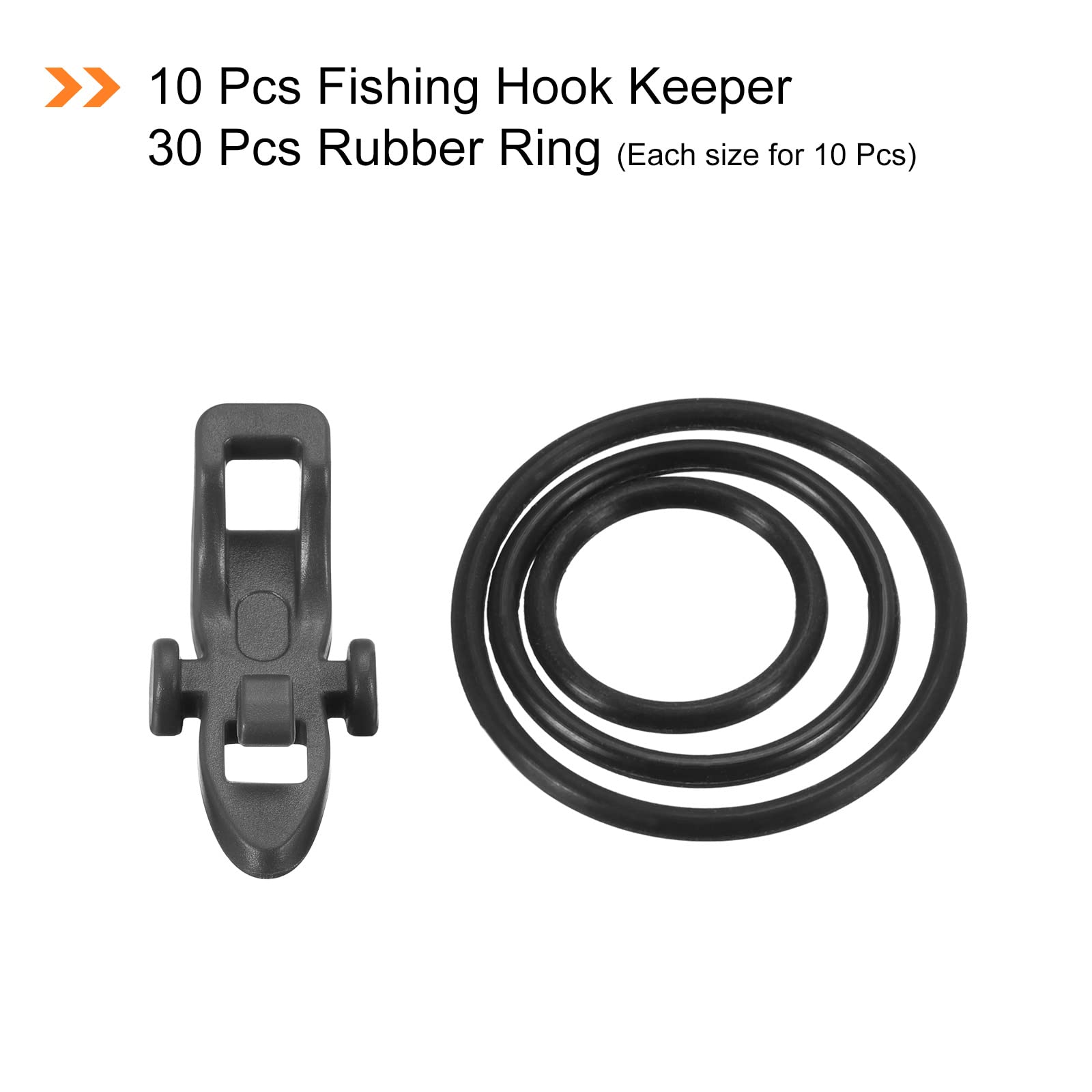 PATIKIL Fishing Hook Keeper, 10 Pack Plastic Fish Lure Bait Holder Accessories with 3 Size Rubber Rings for Fishing Rod Pole, Yellow