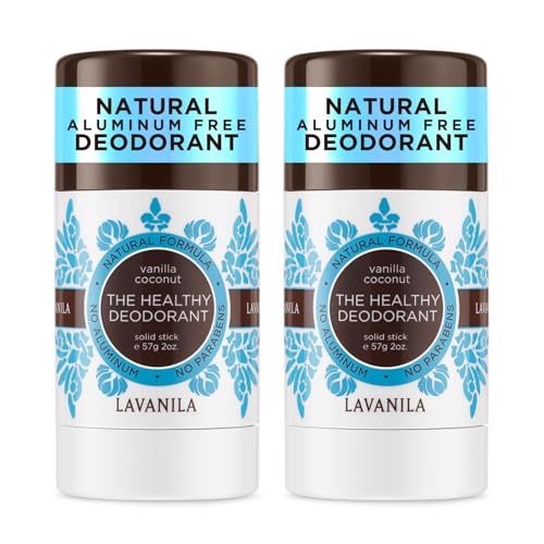 Lavanila Natural Aluminum Free Deodorant 2-Pack, Vanilla Coconut - The Healthy Deodorant for Men and Women, Solid Stick (2 Ounce Each), Vegan